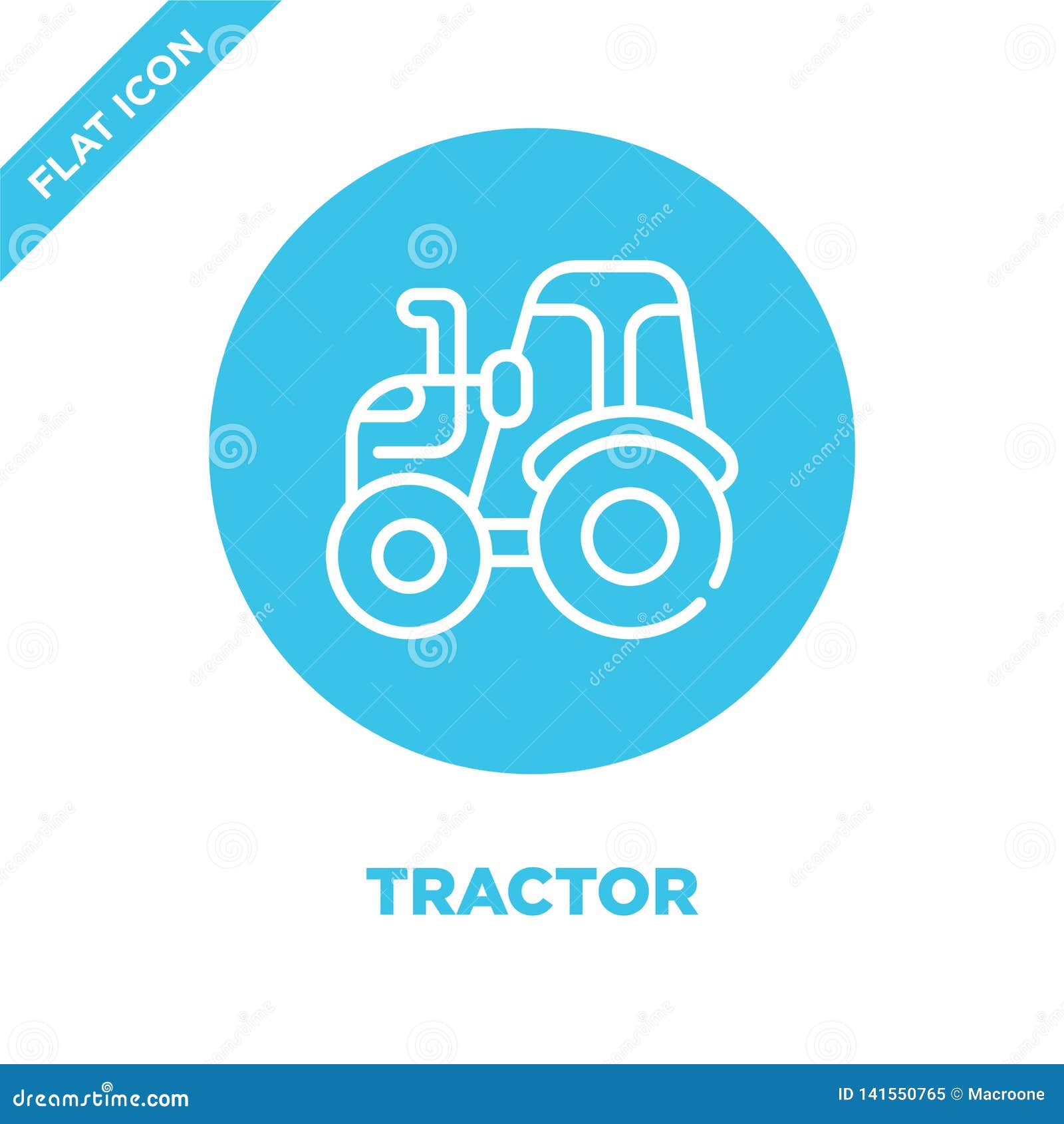 Tractor Icon Vector. Thin Line Tractor Outline Icon Vector Illustration ...