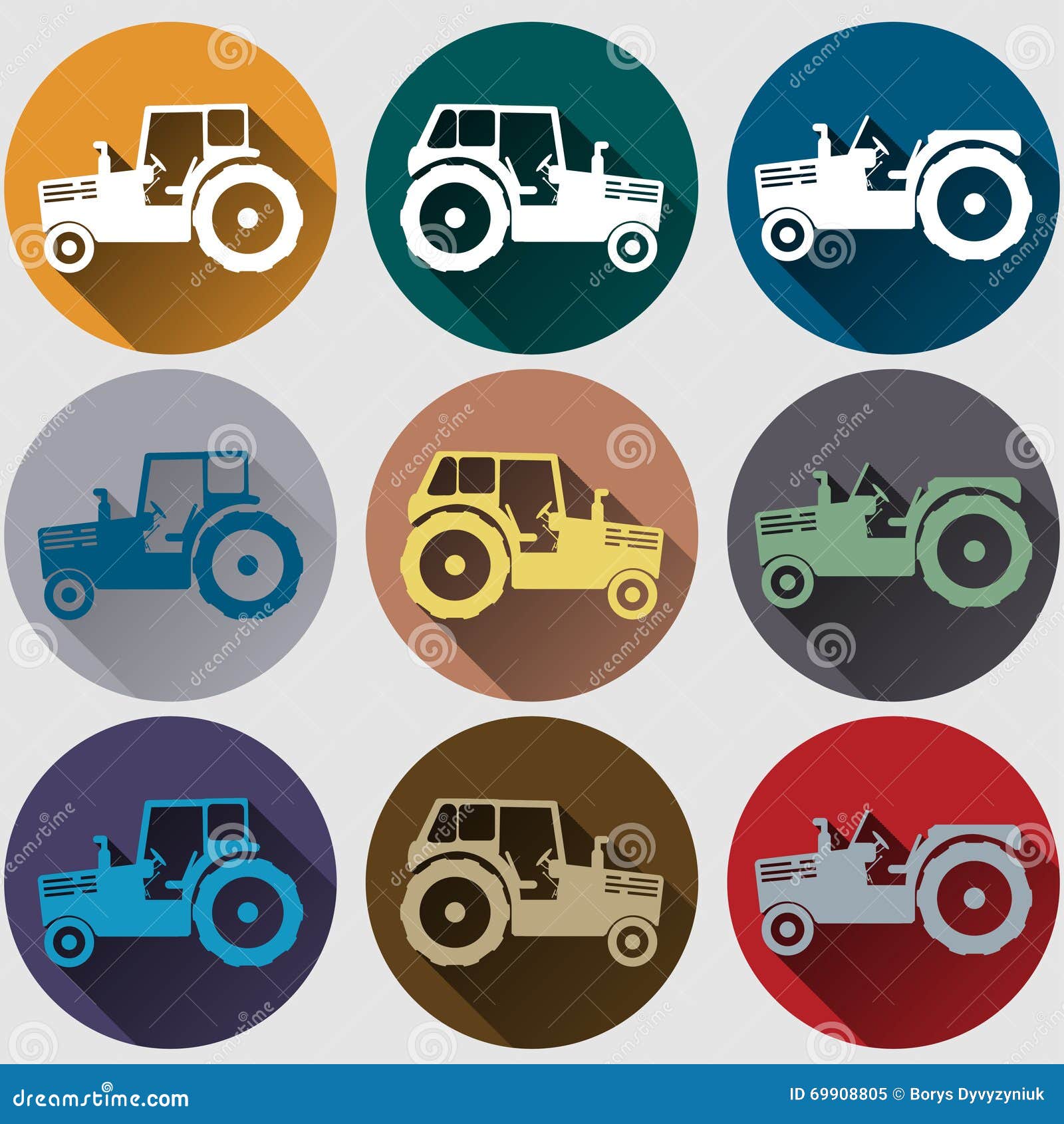 Tractor icons flat design stock illustration. Illustration of design ...