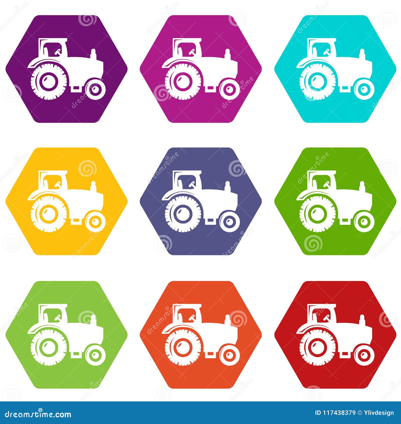 Tractor icons set 9 vector stock vector. Illustration of icon - 117438379