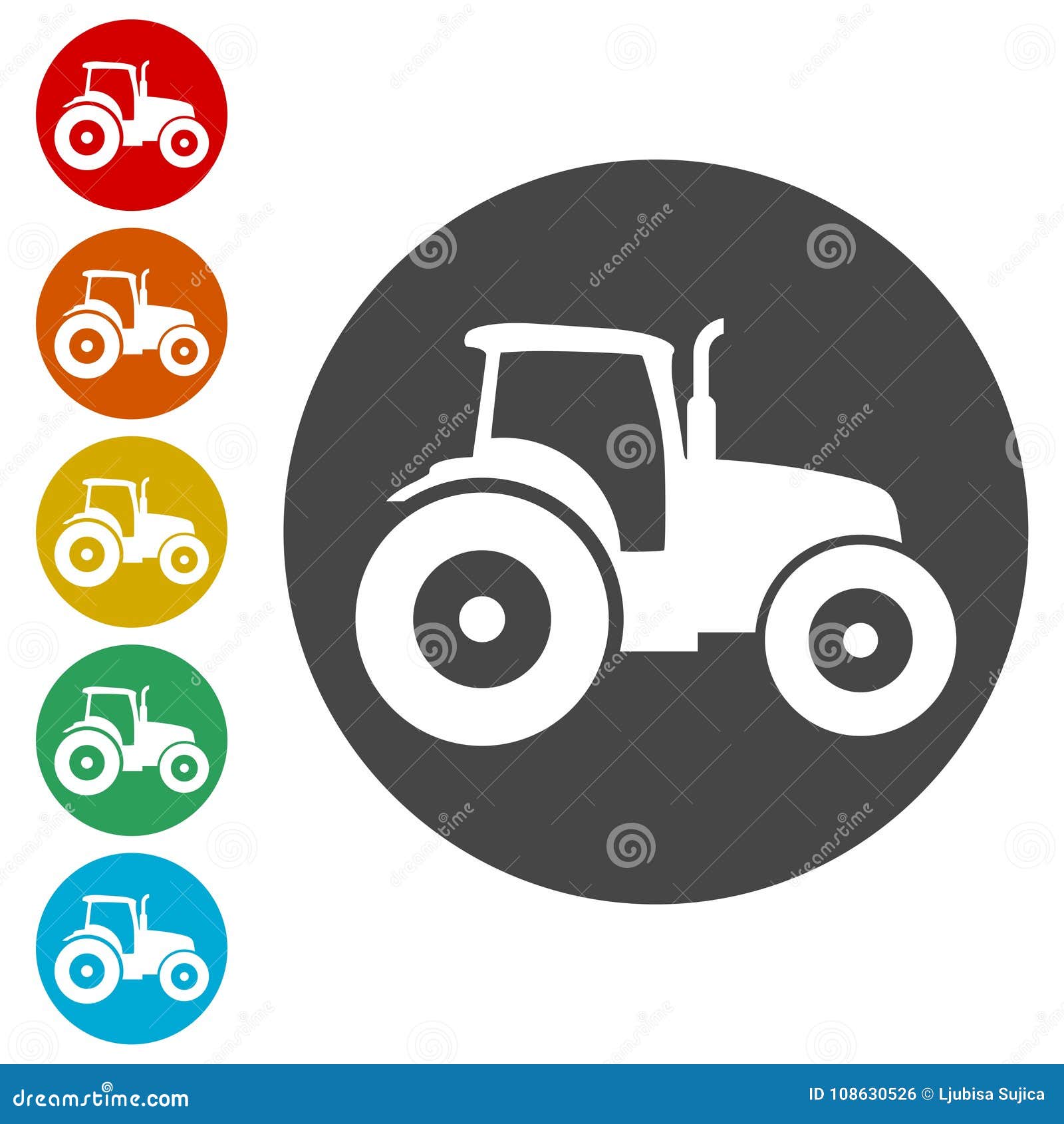 Tractor Icons set stock vector. Illustration of machine - 108630526