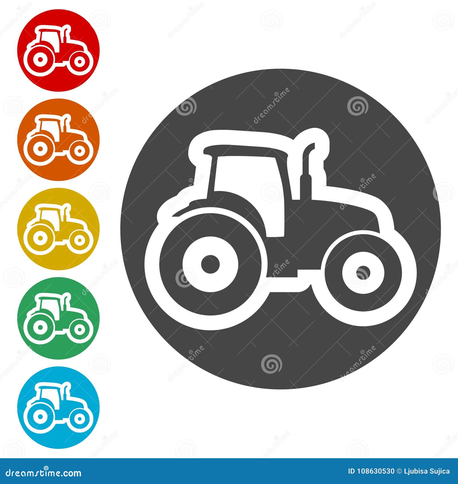 Tractor Icons set stock vector. Illustration of machinery - 108630530
