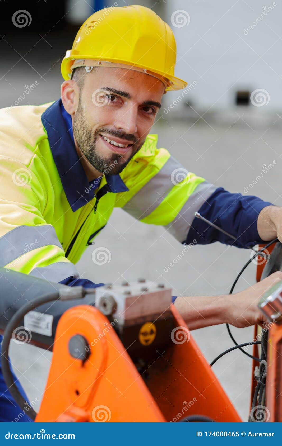 Tractor Inspection Engineer Looking at Camera Stock Image - Image of ...