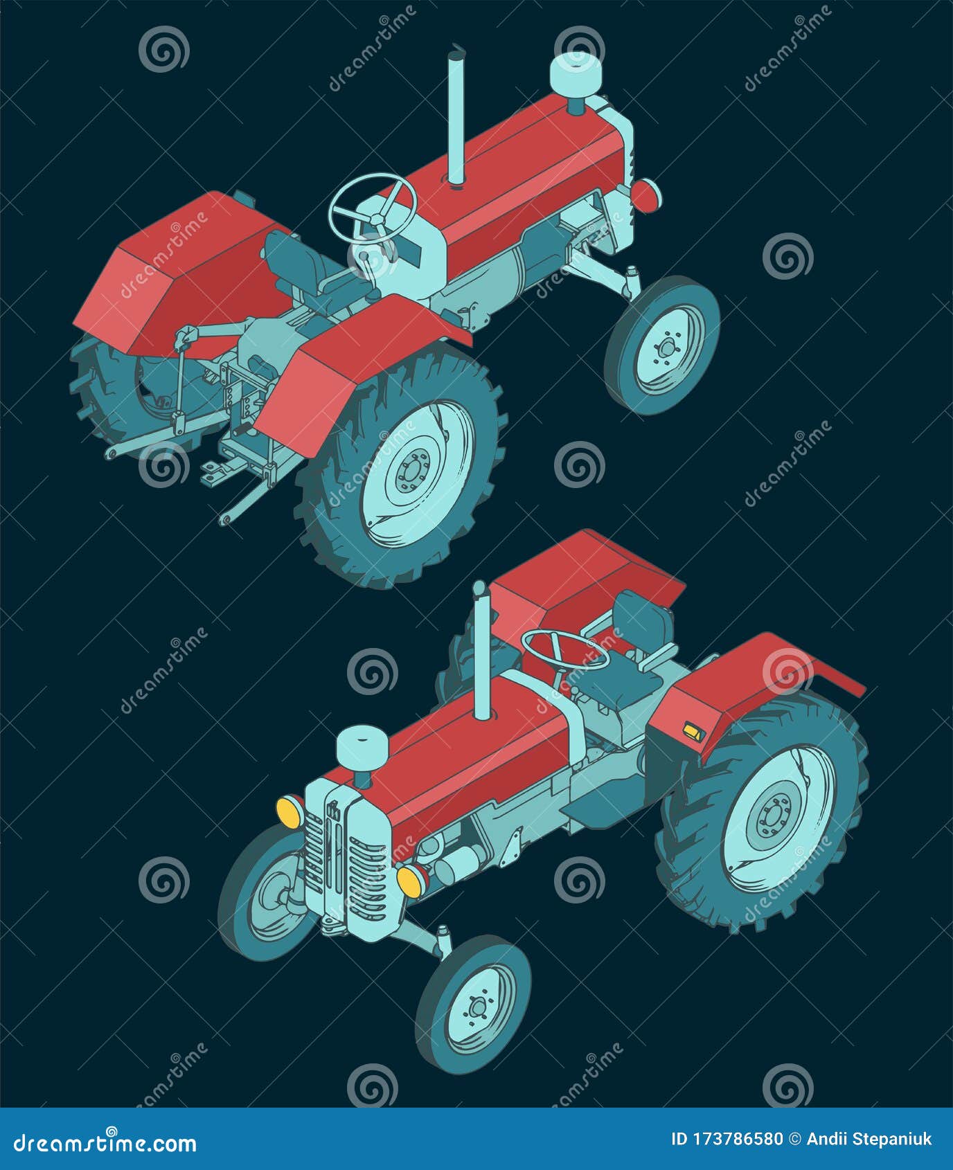 Tractor isometric view stock vector. Illustration of isolated - 173786580