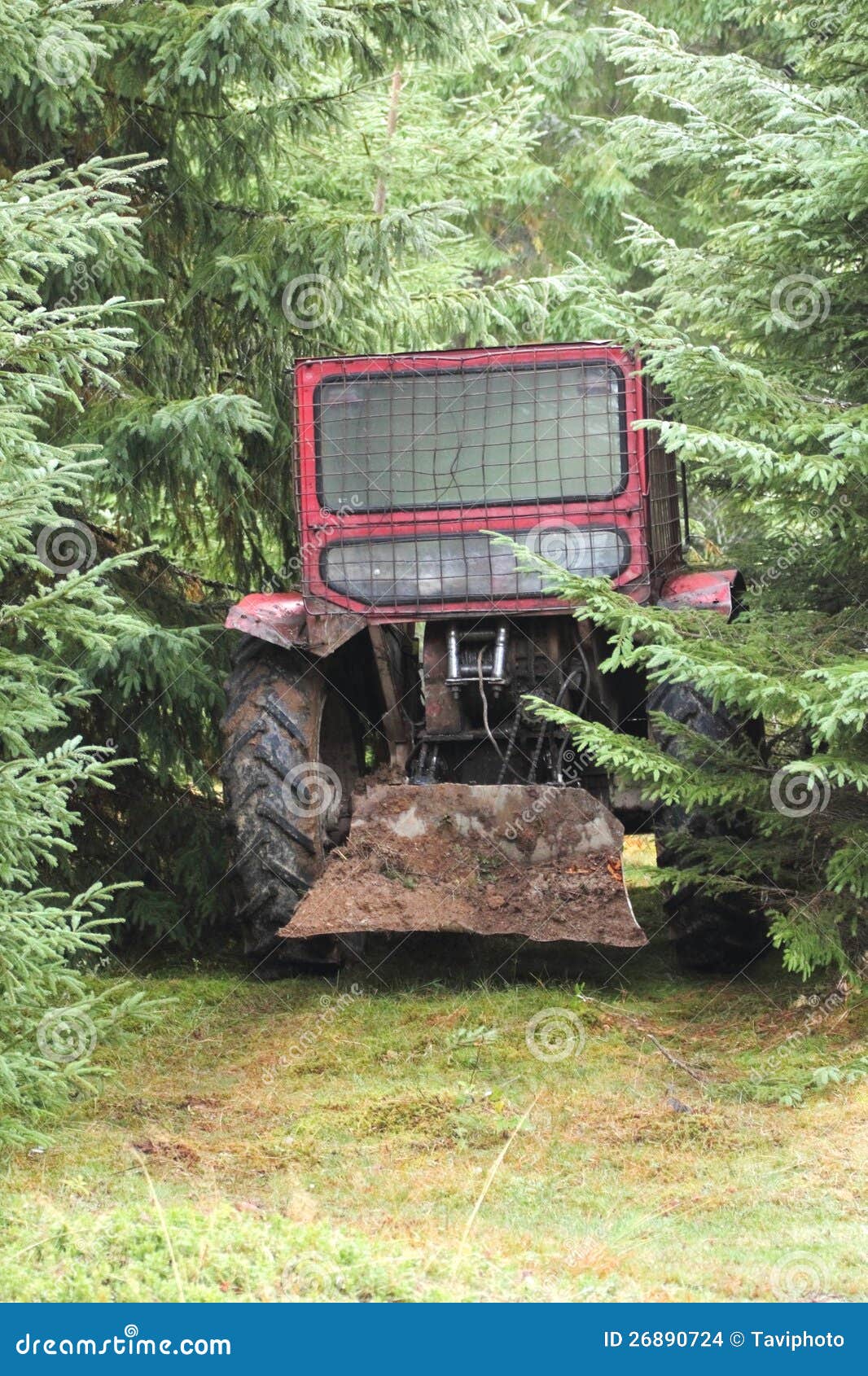 Tractor left in the woods stock photo. Image of engine - 26890724