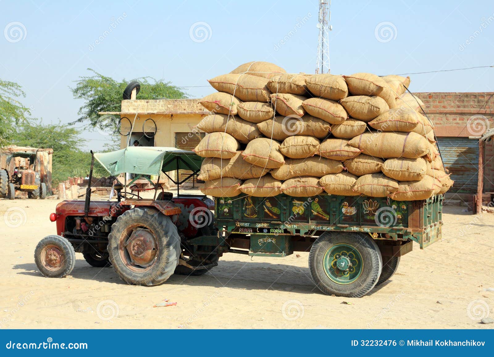 Tractor Loaded with Bags in India Stock Photo - Image of india ...