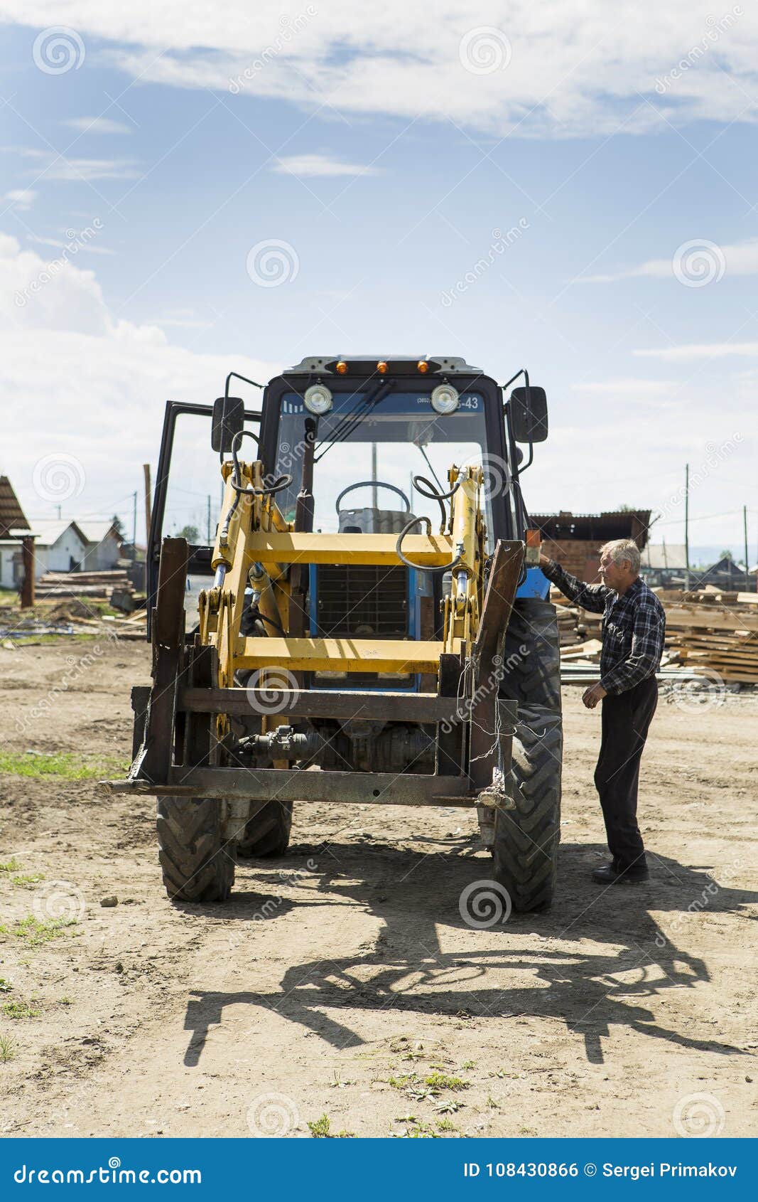 Tractor-loader on the Construction Site Stock Photo - Image of quarry ...