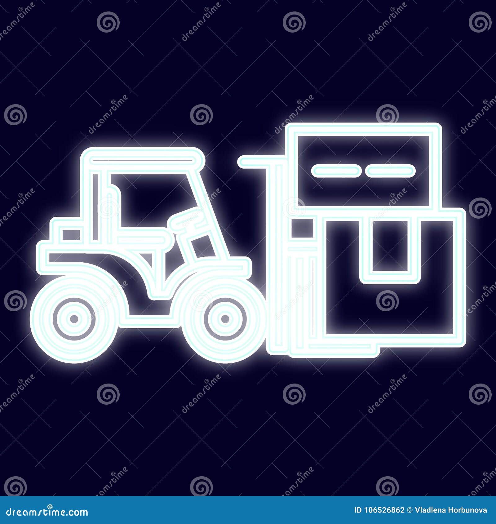 Tractor Loader with the Effect of Neon Light. Neon Icon. Vector Image ...