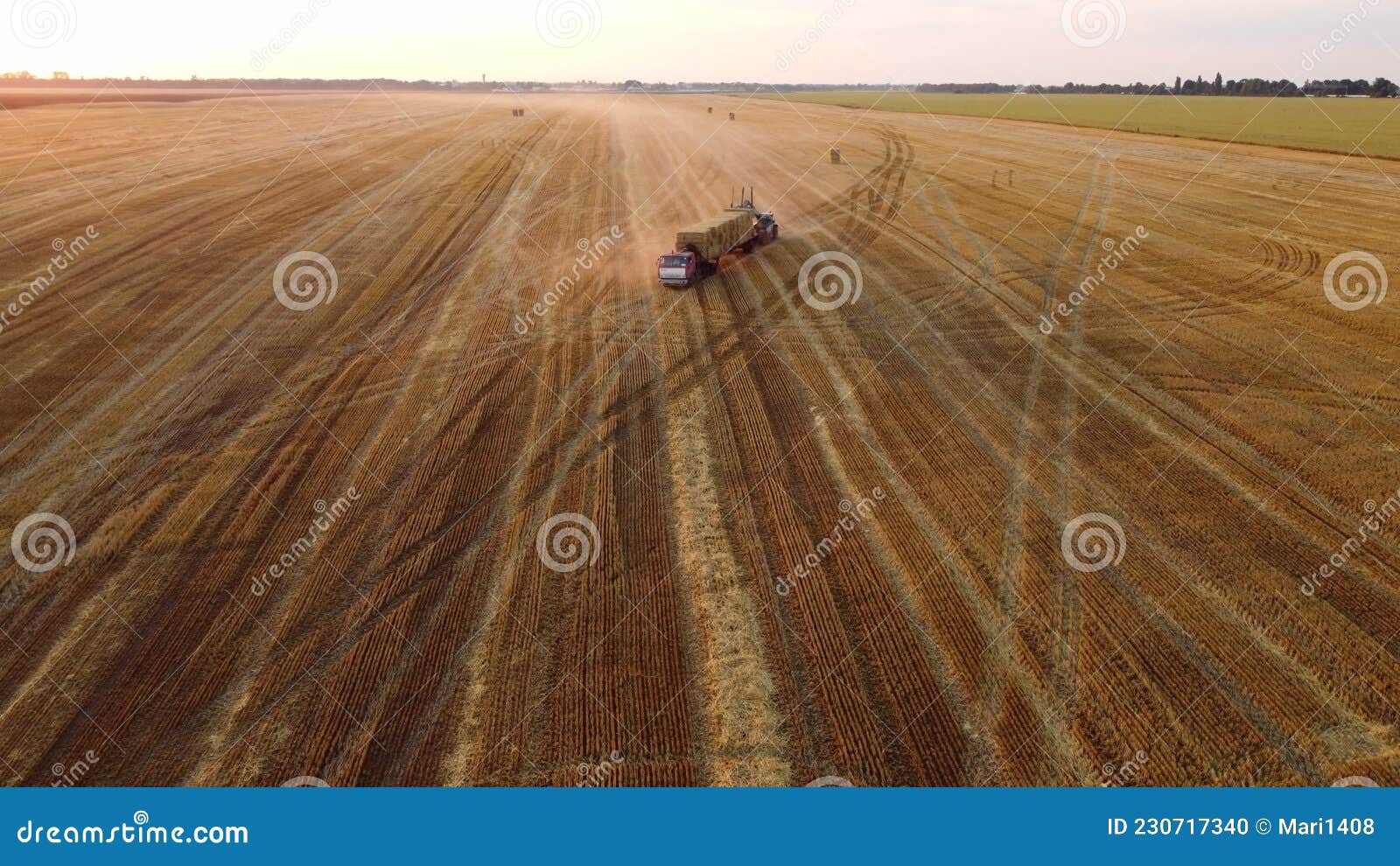 Tractor Loader Loads a Haystack into a Truck Loaded with Haystacks ...