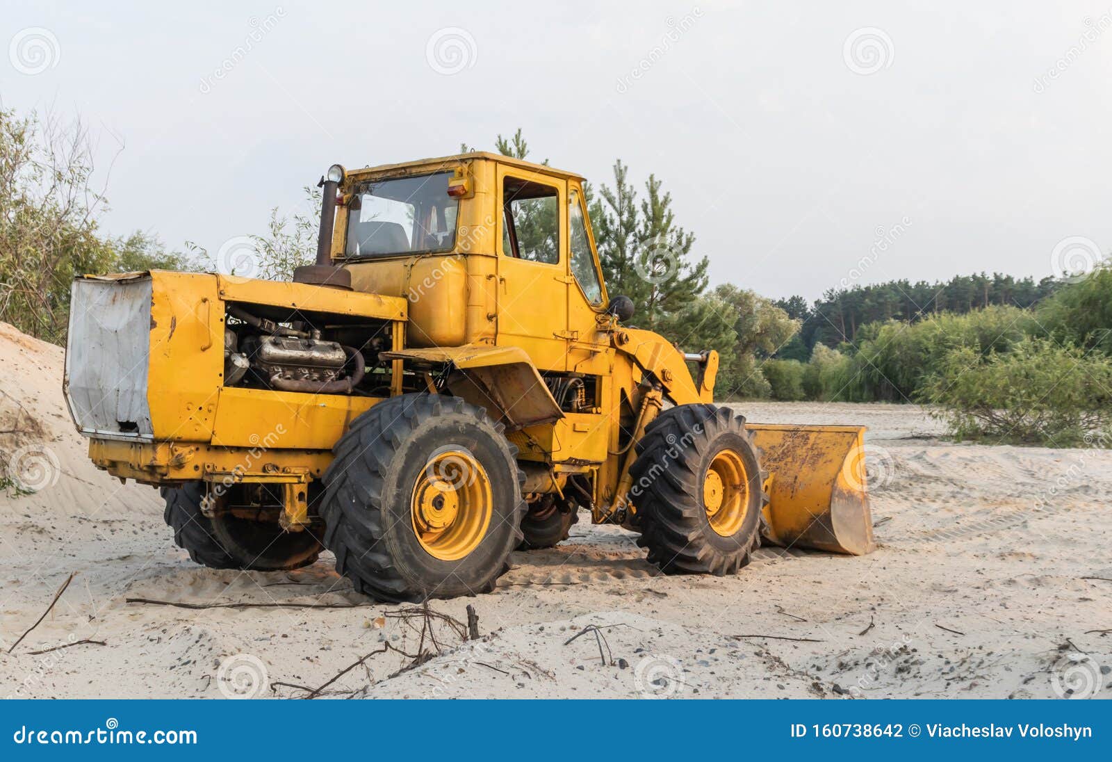 Tractor Loader. Wheel Loader Excavator after Work Stock Photo - Image ...
