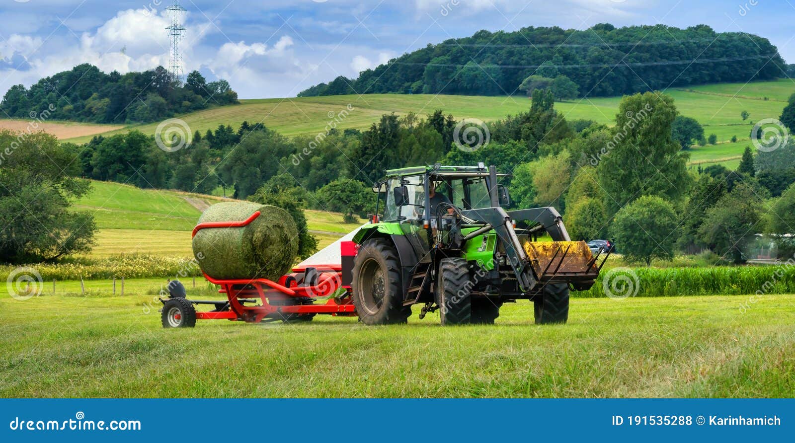 Tractor Loading Bales of Hay Stock Photo - Image of rural, corn: 191535288