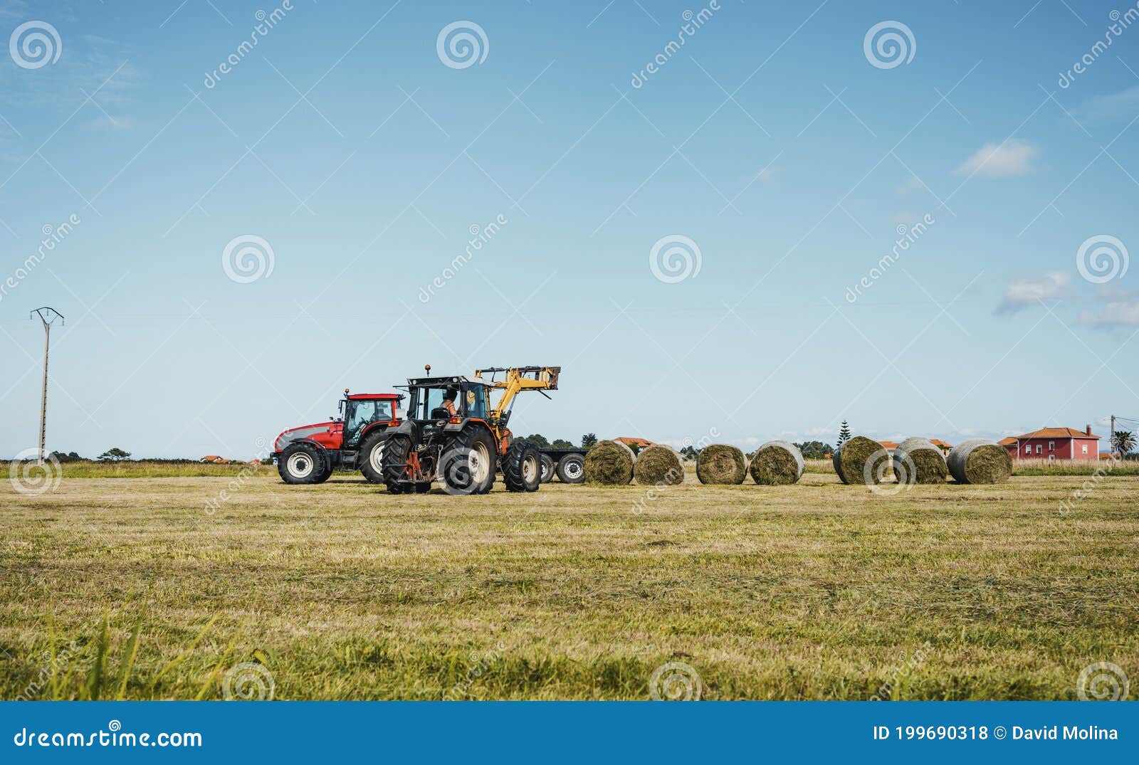 A Tractor Loading a Trailer during Harvesting Time Stock Photo - Image ...