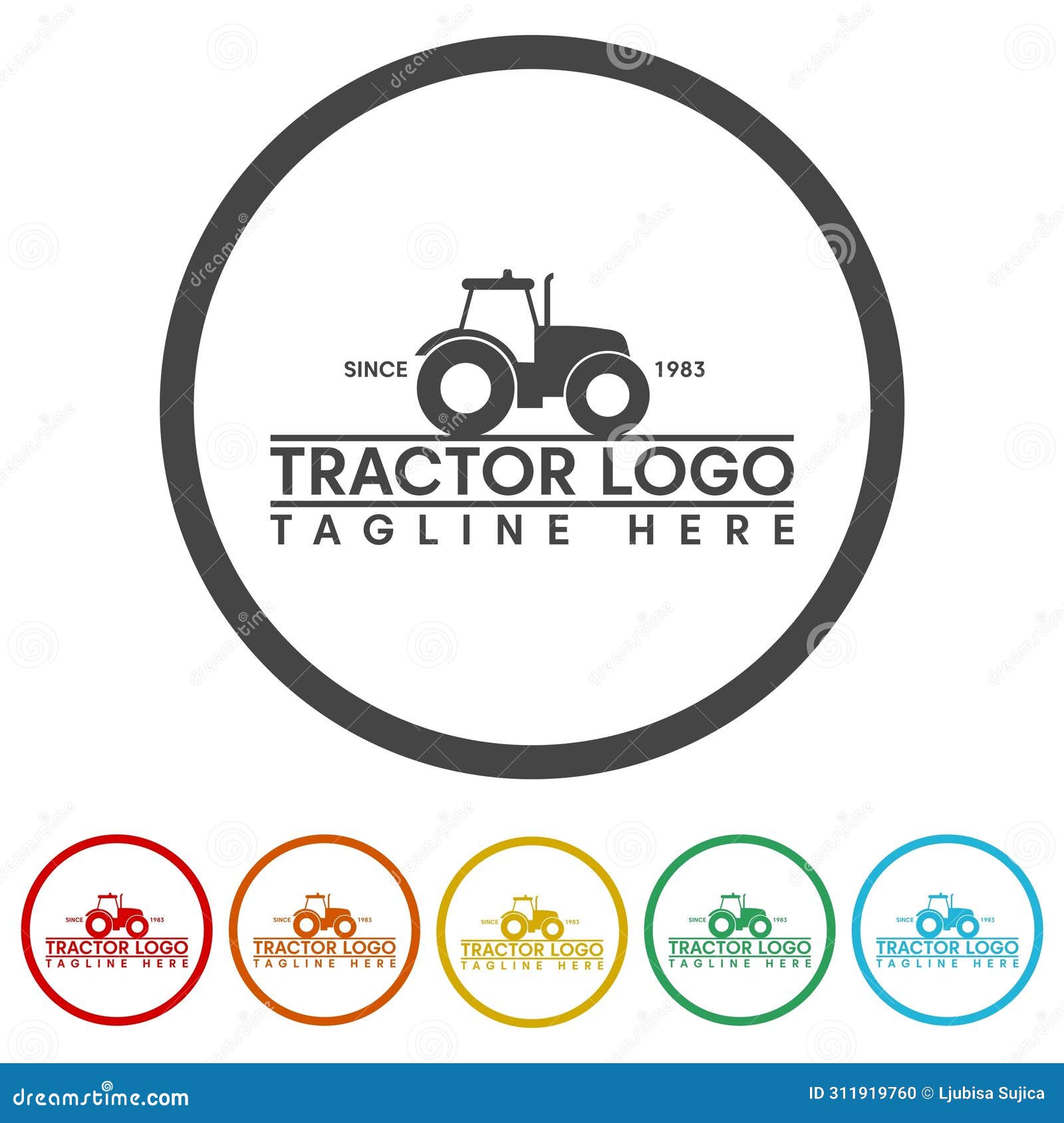 Tractor Logo Icon. Set Icons in Color Circle Buttons Stock Vector ...