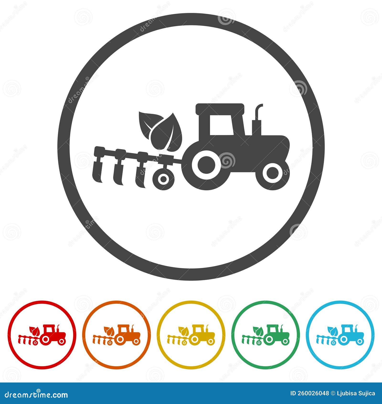 Tractor Logo. Set Icons in Color Circle Buttons Stock Vector ...