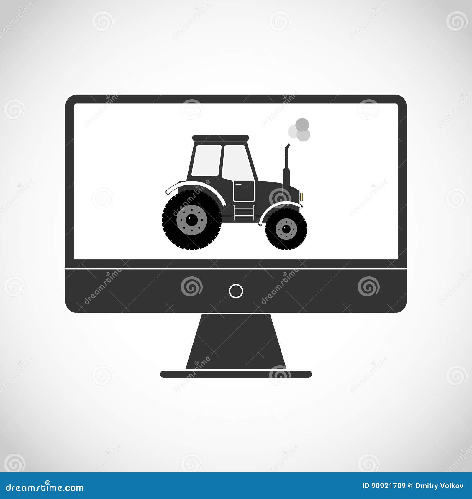 Tractor on the monitor stock vector. Illustration of field - 90921709