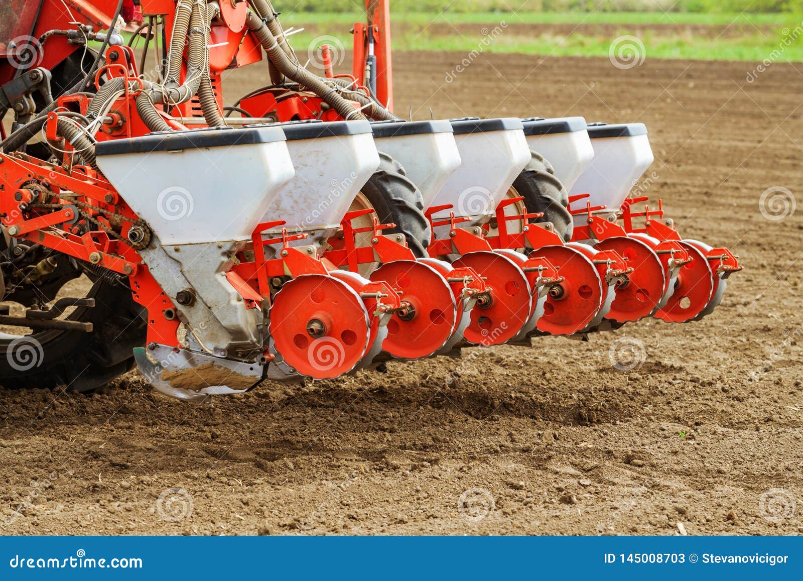 Tractor with Mounted Crop Seeder Stock Image - Image of land, cultivate ...