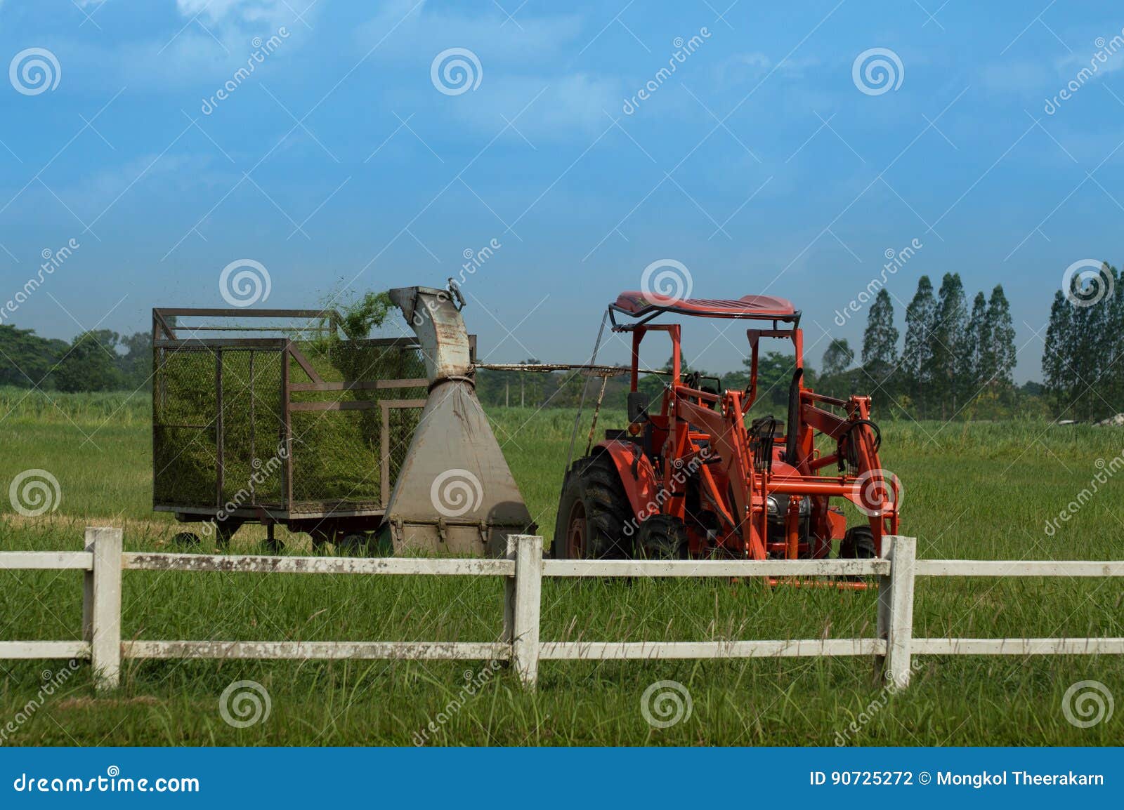 Tractor with Mowing Machine Lawn Mower at Farm Stock Photo - Image of ...