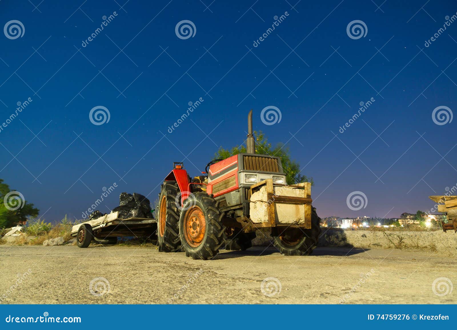 Tractor night sky stars stock photo. Image of night, wheels - 74759276