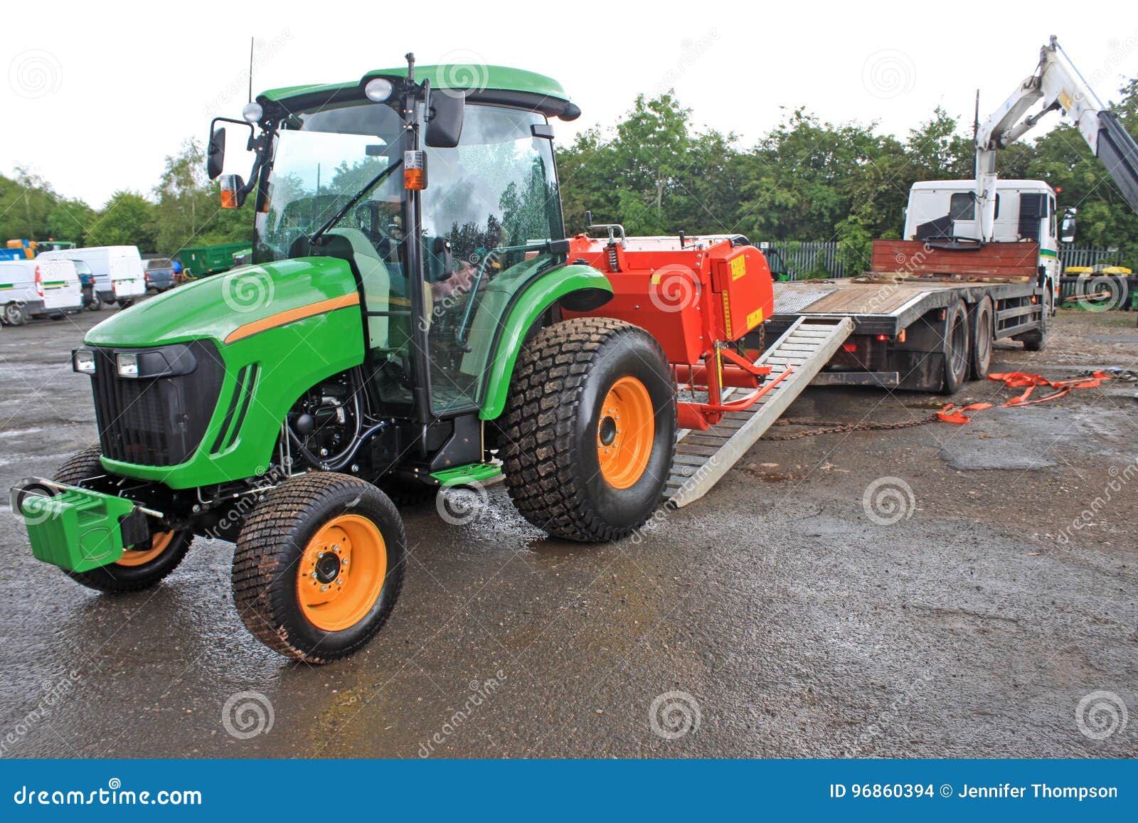 Tractor offloading stock photo. Image of machine, truck - 96860394