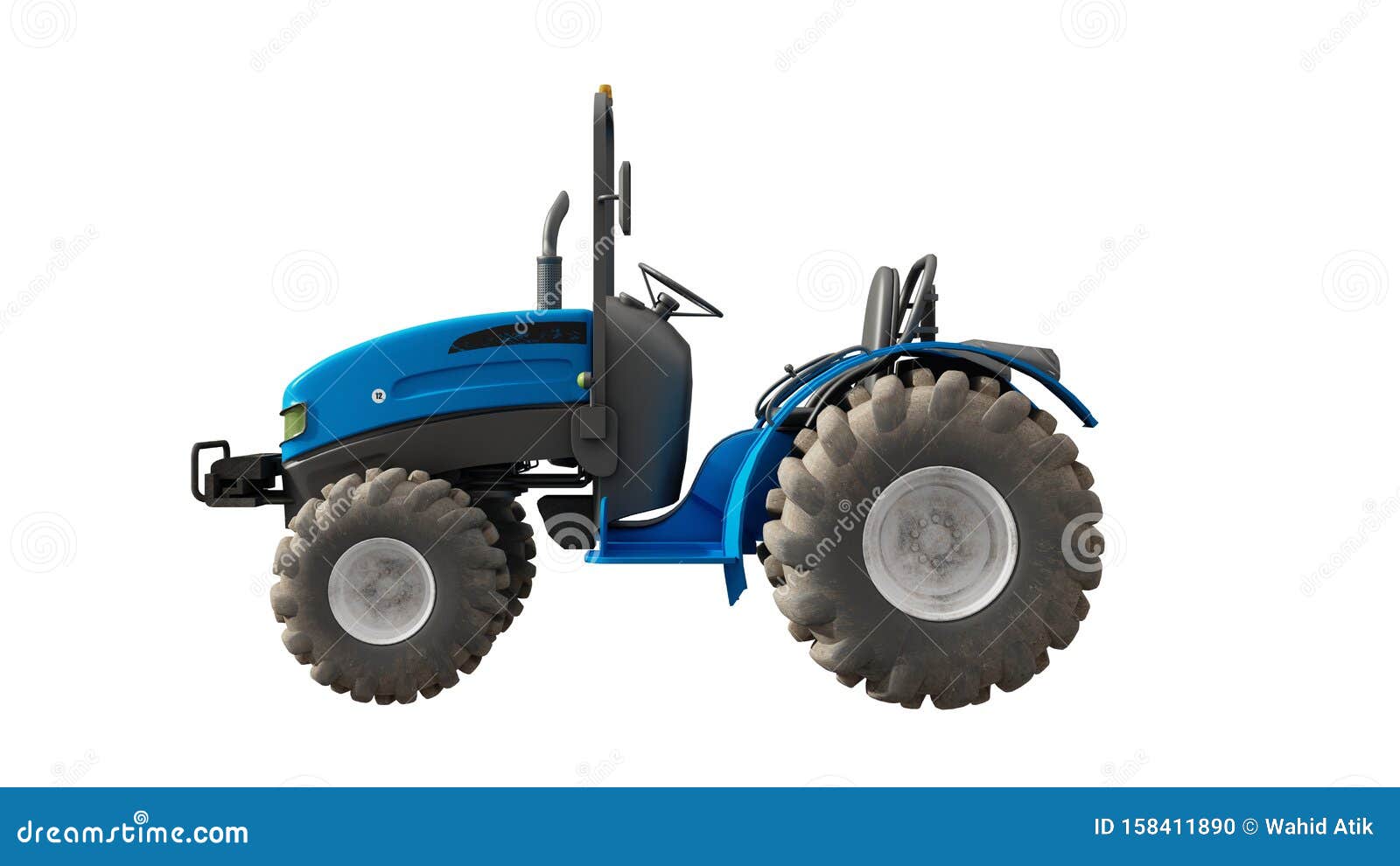 Tractor from One Side, Isolated on White Background Stock Illustration ...