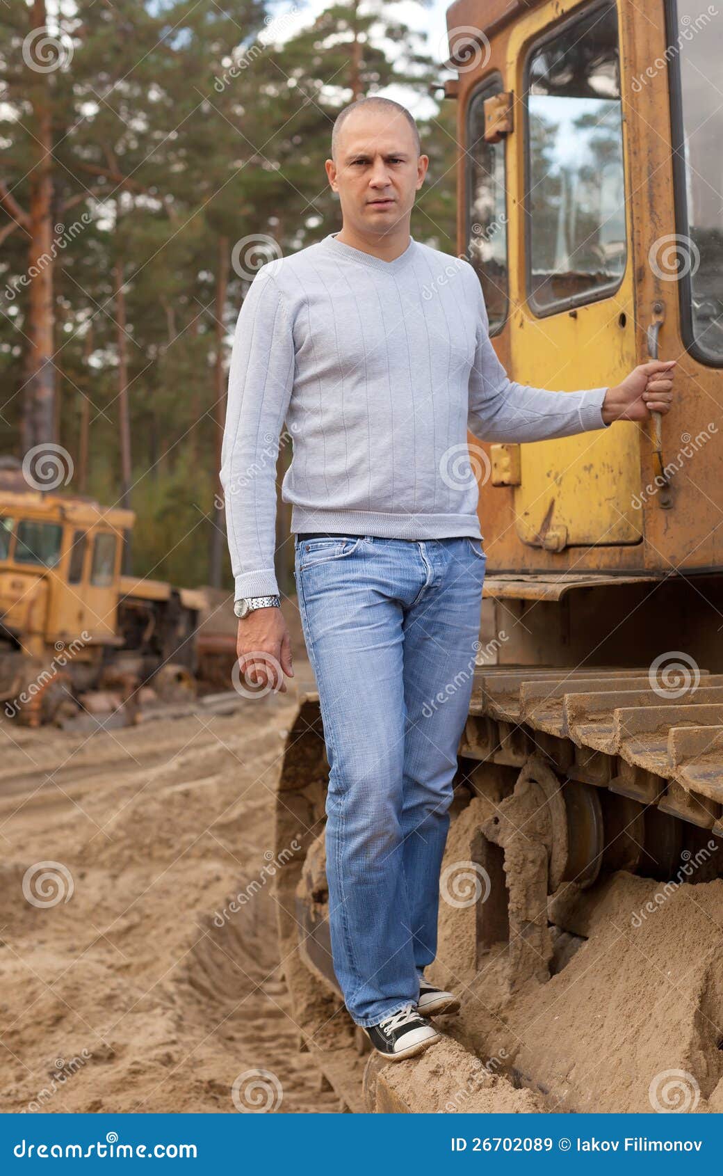 Tractor Operator at Workplace Stock Image - Image of mines, opencut ...