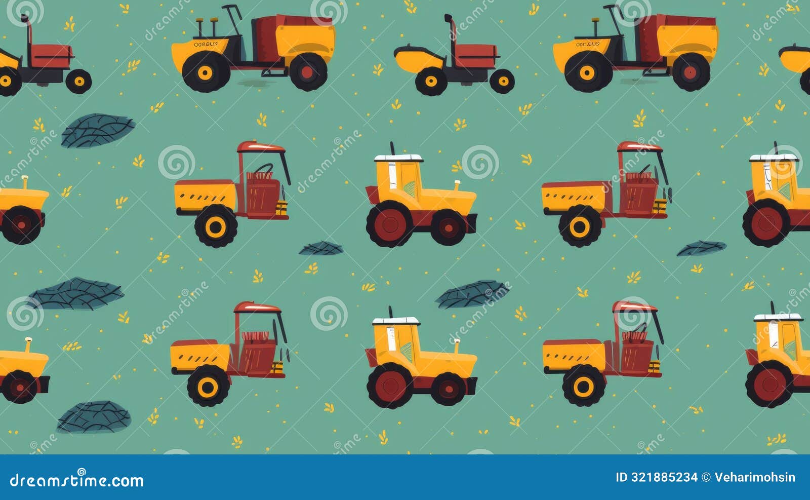 Tractor Pattern. Children S Illustration, Pattern for Wallpaper ...