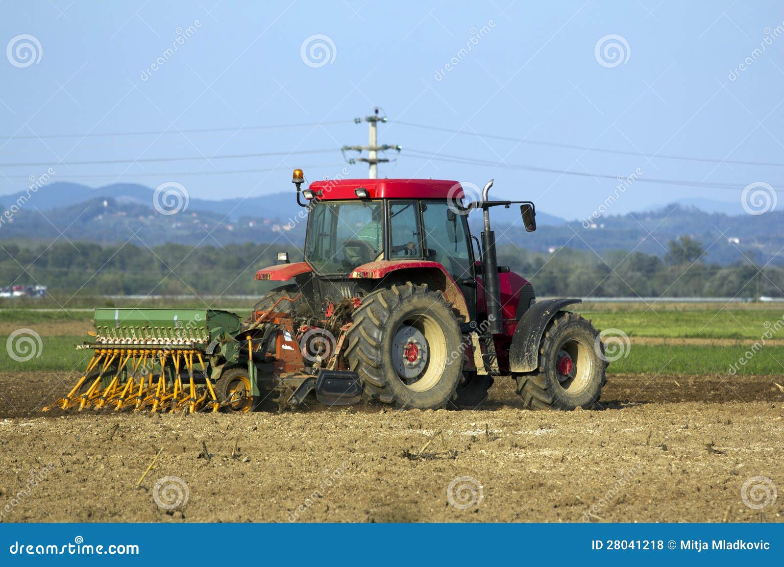 Tractor planting seeds stock photo. Image of landscape - 28041218