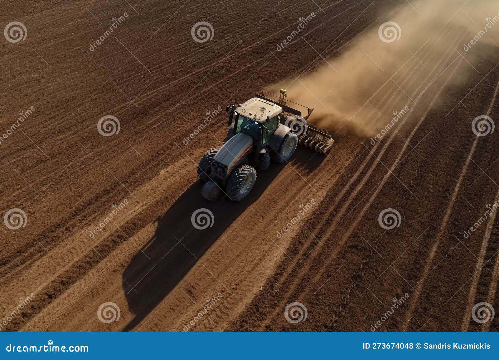 Tractor with Plough Furrowing a Field. Generative AI Stock Illustration ...