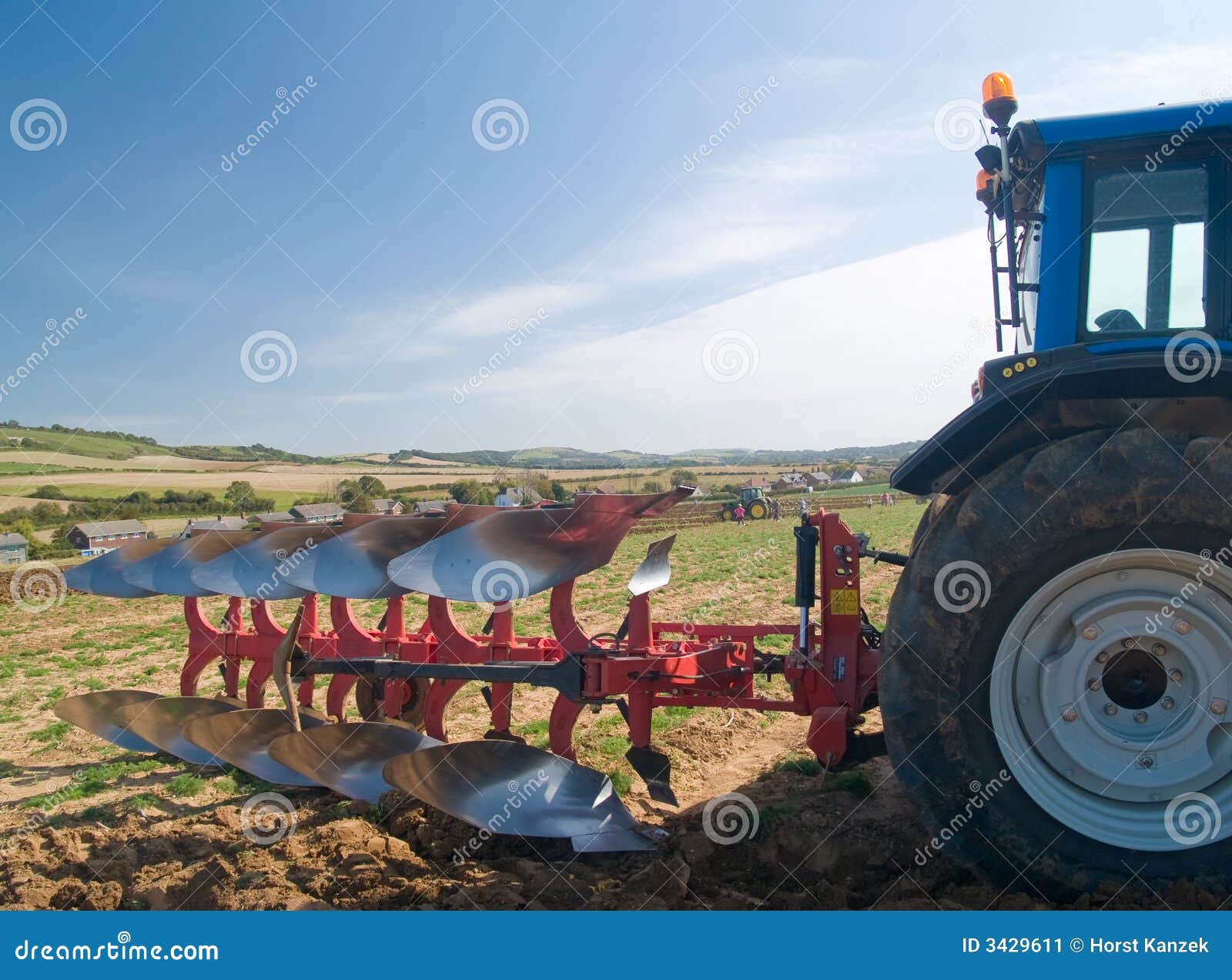 Tractor with plow stock image. Image of agriculture, gleaming - 3429611