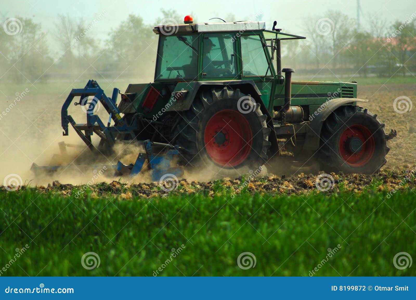 Tractor with plow stock photo. Image of agriculture, blue - 8199872