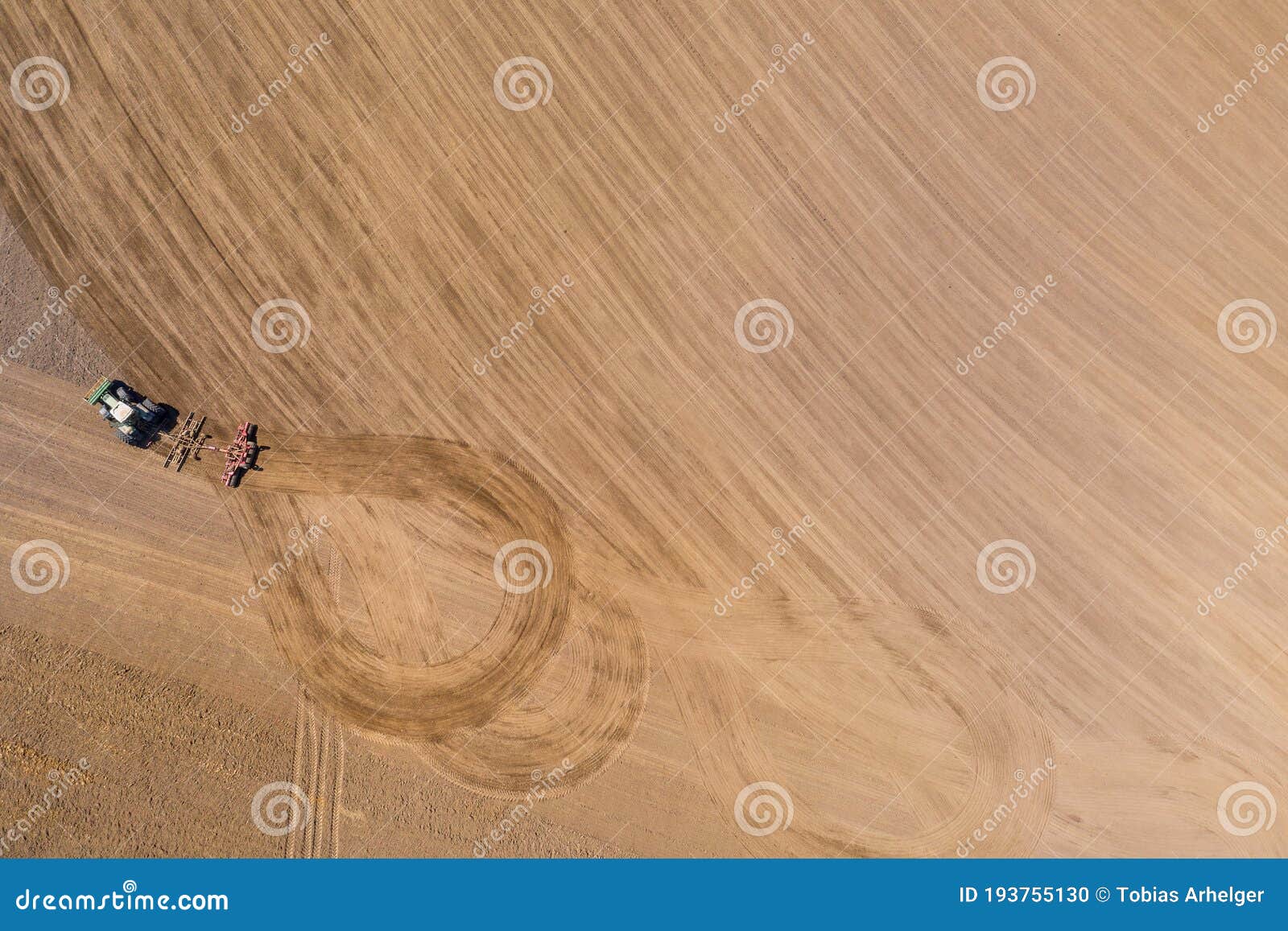 Tractor with a Plow from Above Stock Photo - Image of plowing, sharp ...