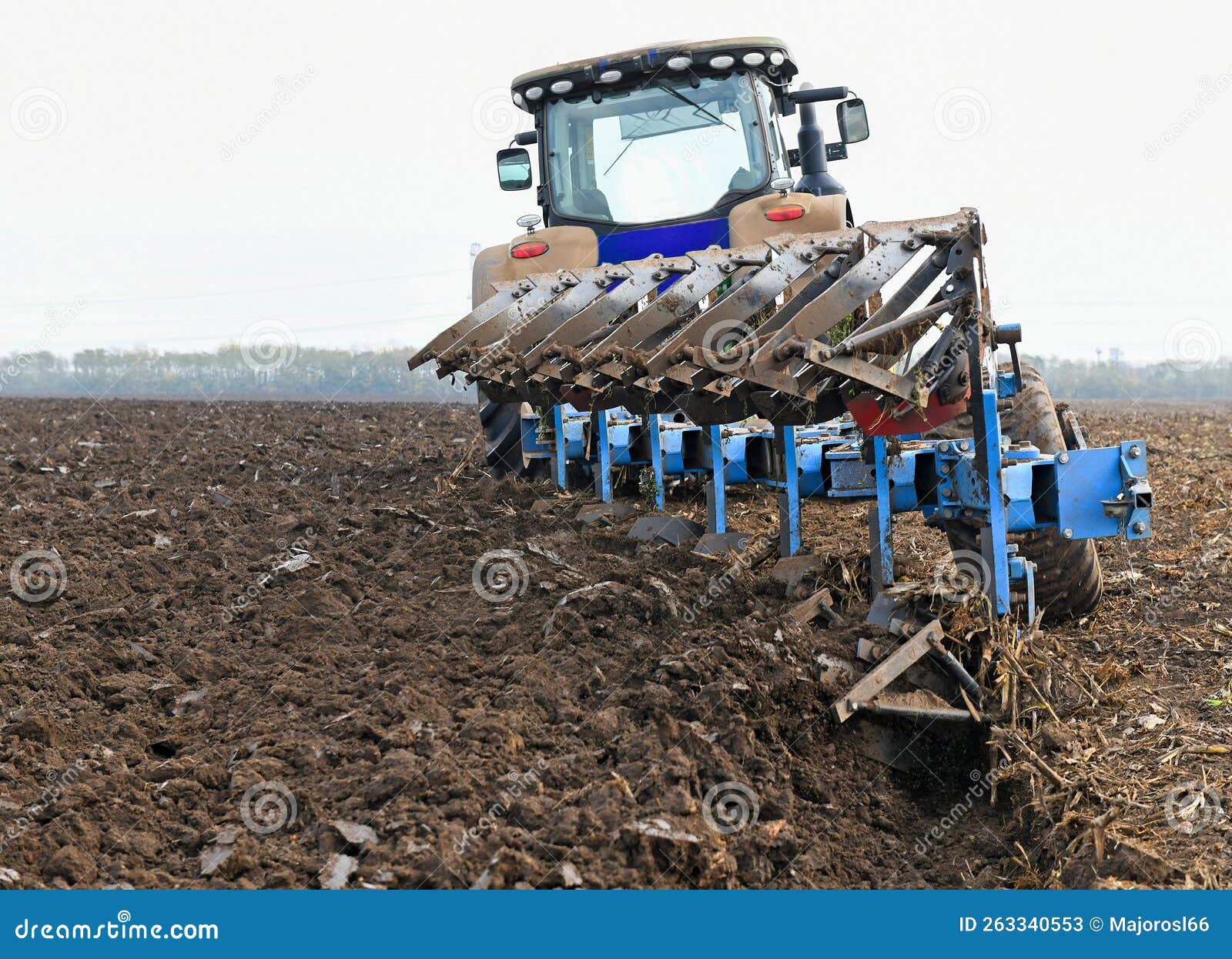 Tractor with Plow on the Agricultural Field Stock Image - Image of ...