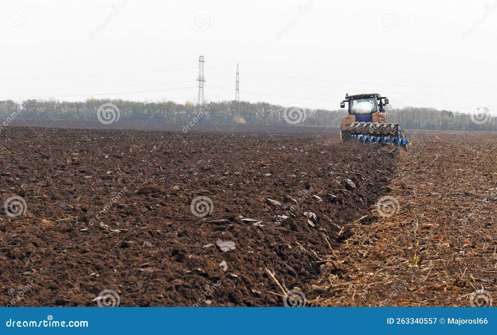 Tractor with Plow on the Agricultural Field Stock Image - Image of land ...