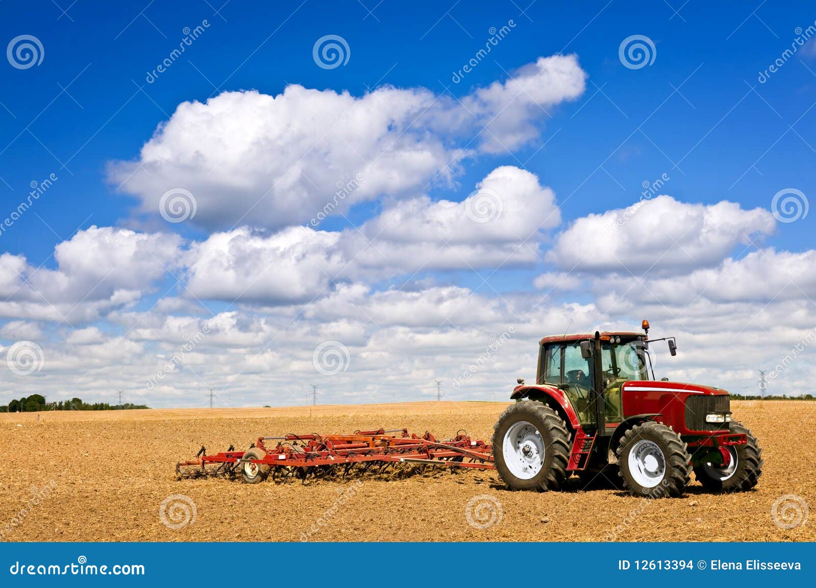 Tractor in plowed field stock photo. Image of brown, landscape - 12613394