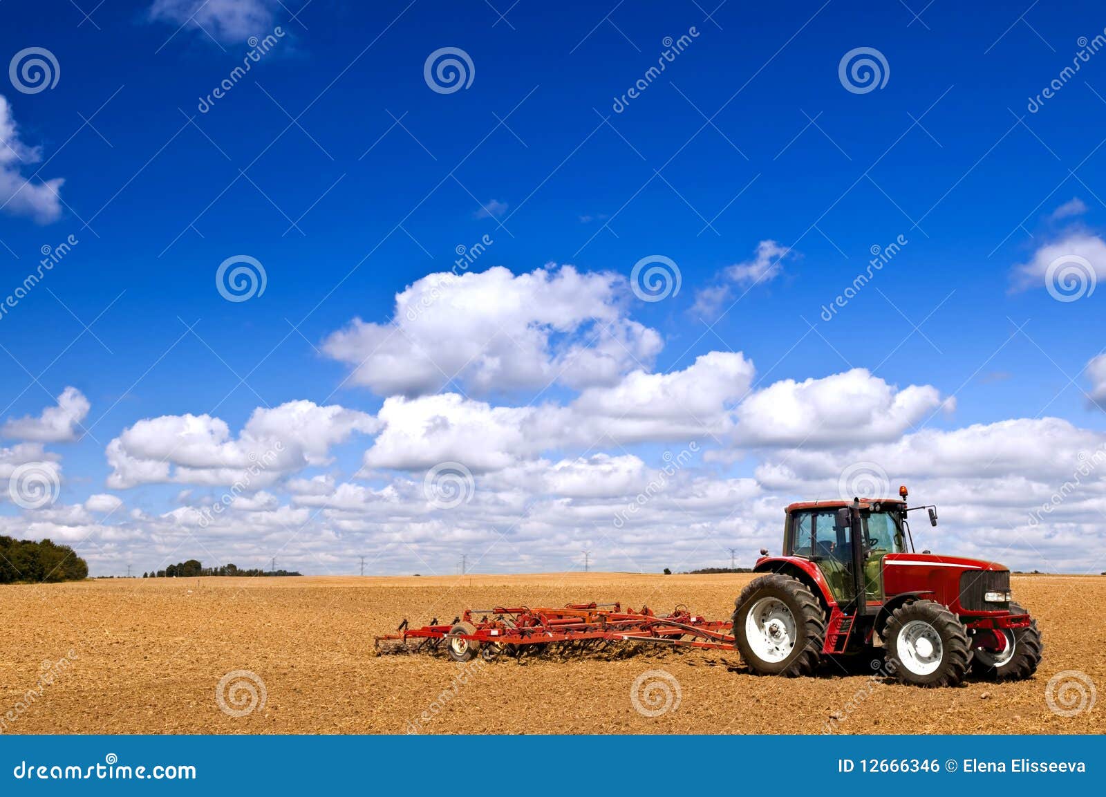 Tractor in plowed field stock photo. Image of agriculture - 12666346