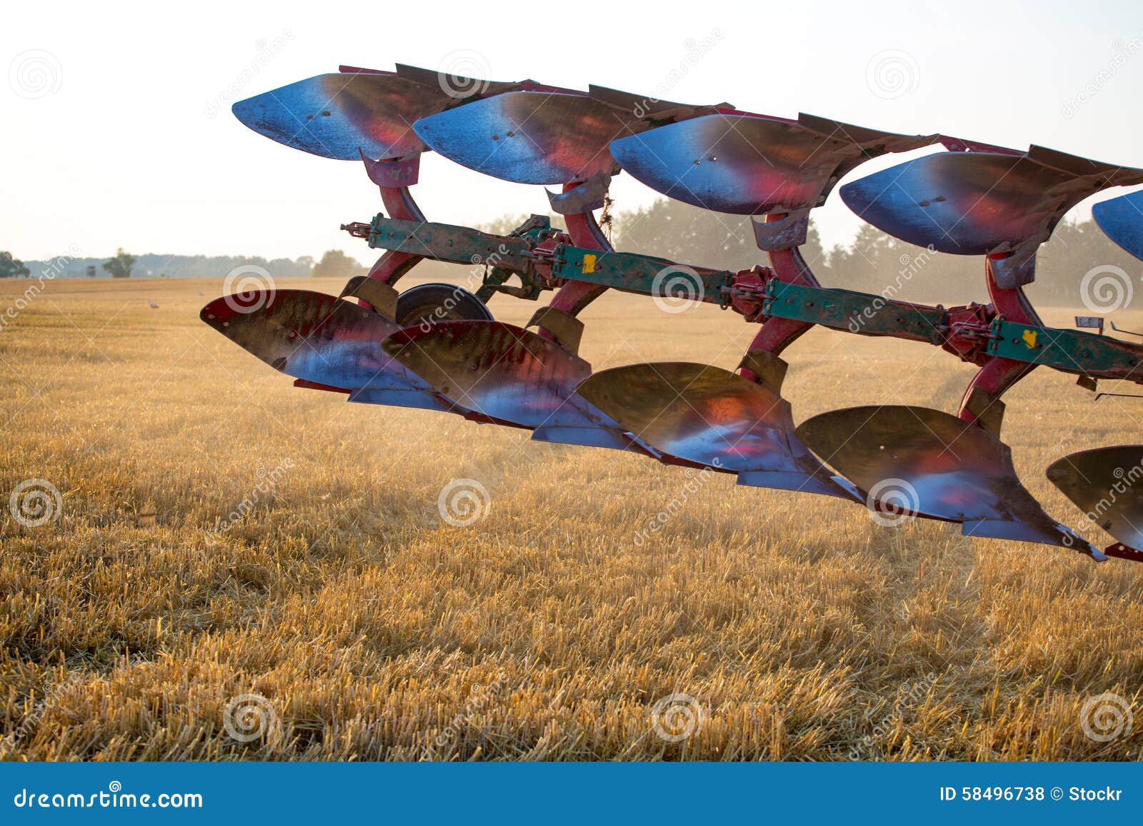 Tractor with Plowing Equipment Stock Photo - Image of crop, farming ...