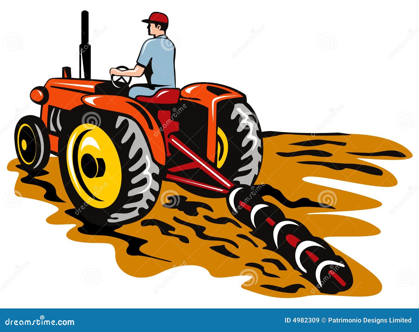 Tractor plowing the farm stock vector. Illustration of agriculture ...