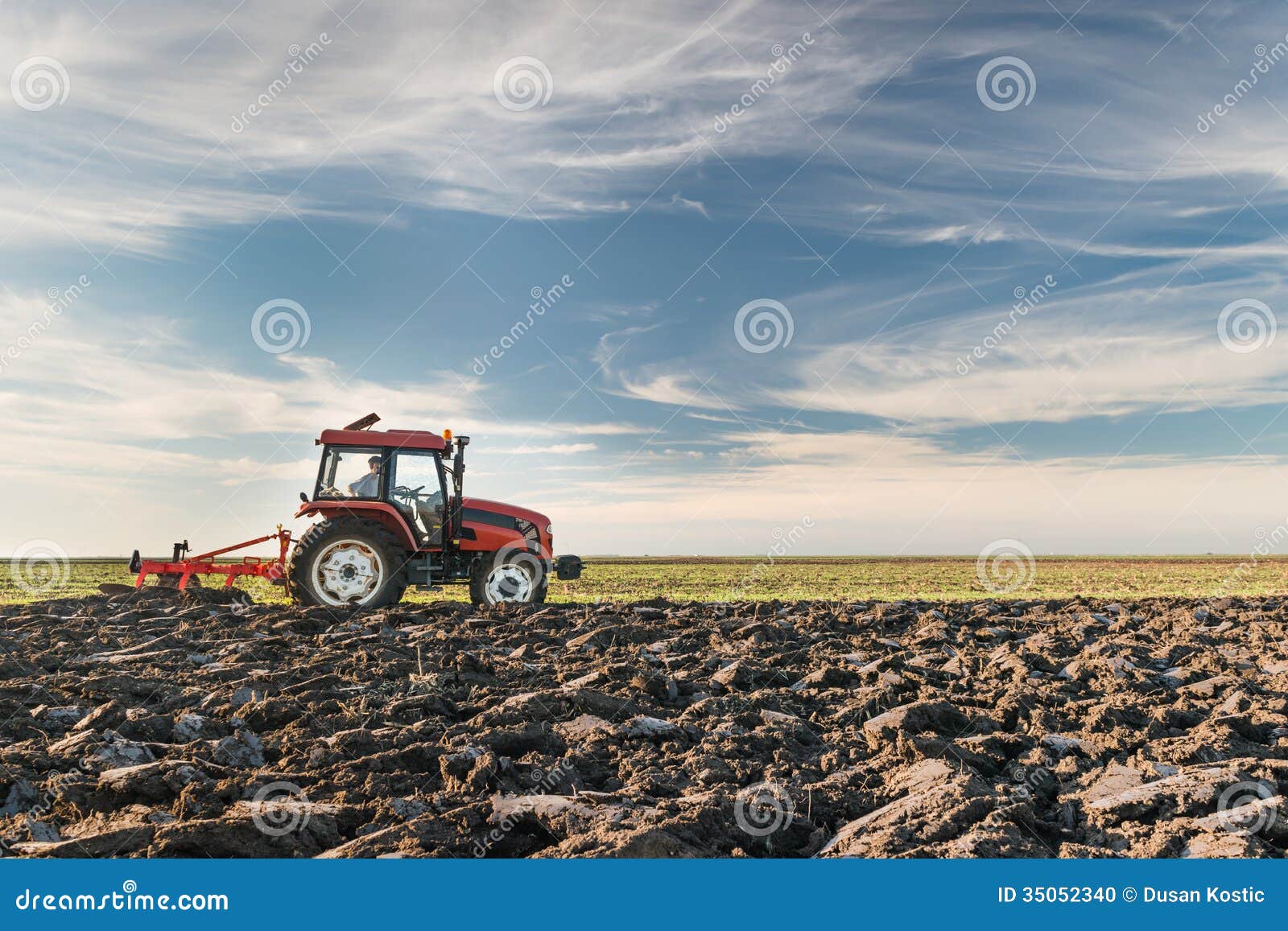 Tractor plowing field stock photo. Image of plowed, humus - 35052340
