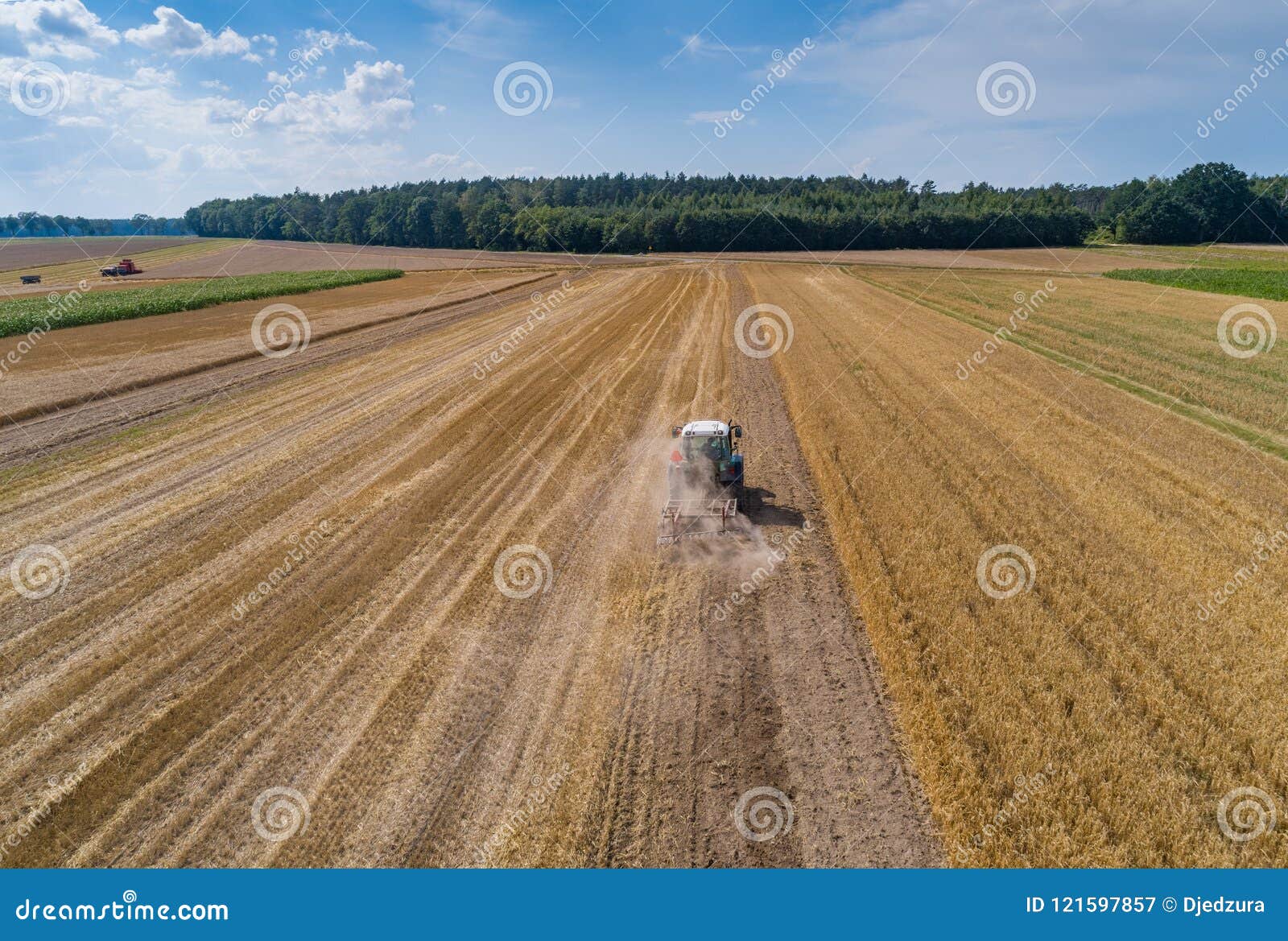 Tractor Plowing Field after Harvesting. Stock Image - Image of field ...