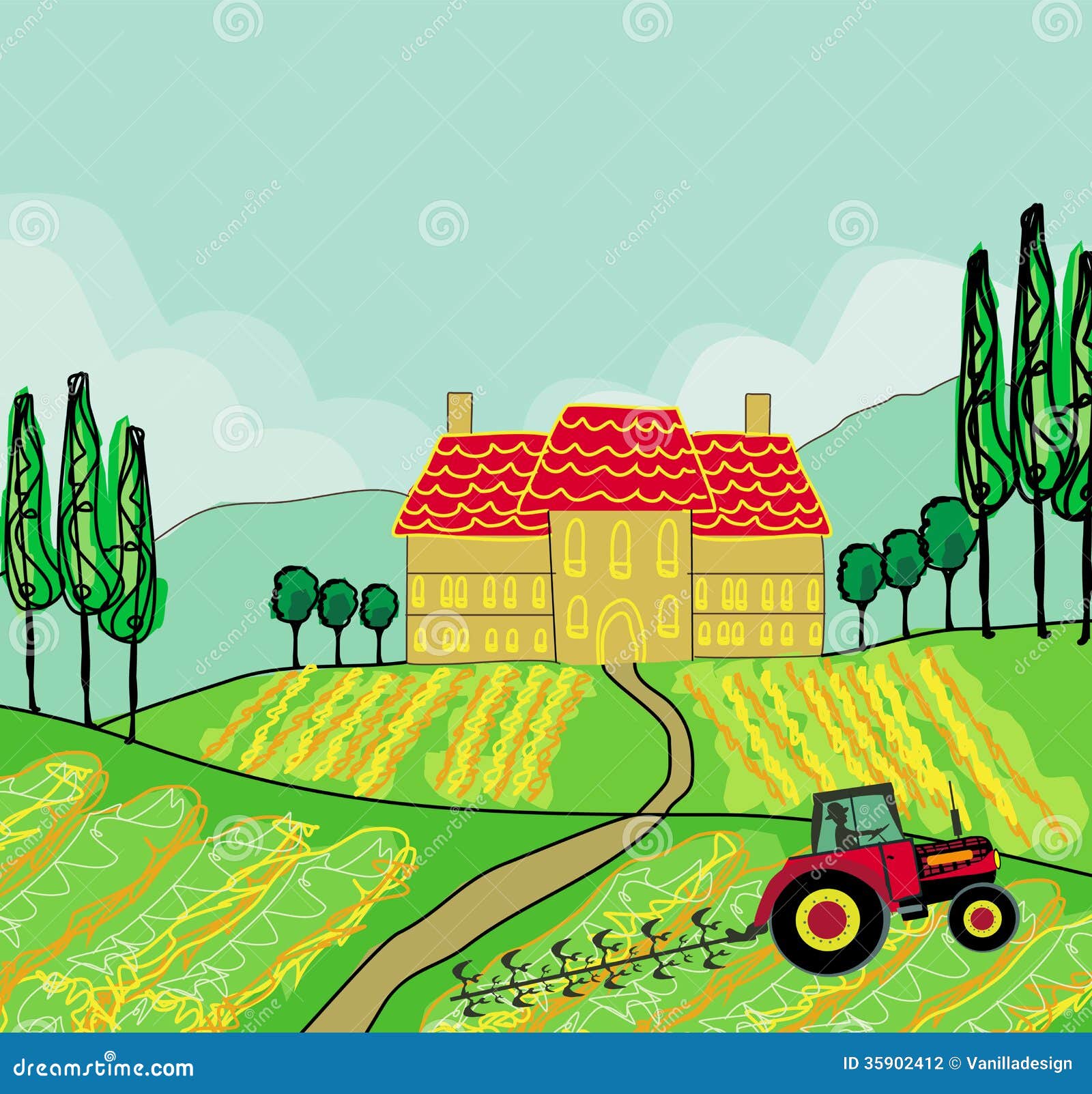 Tractor plowing field stock vector. Illustration of farming - 35902412 Tractor plowing field stock vector. Illustration of farming - 35902412