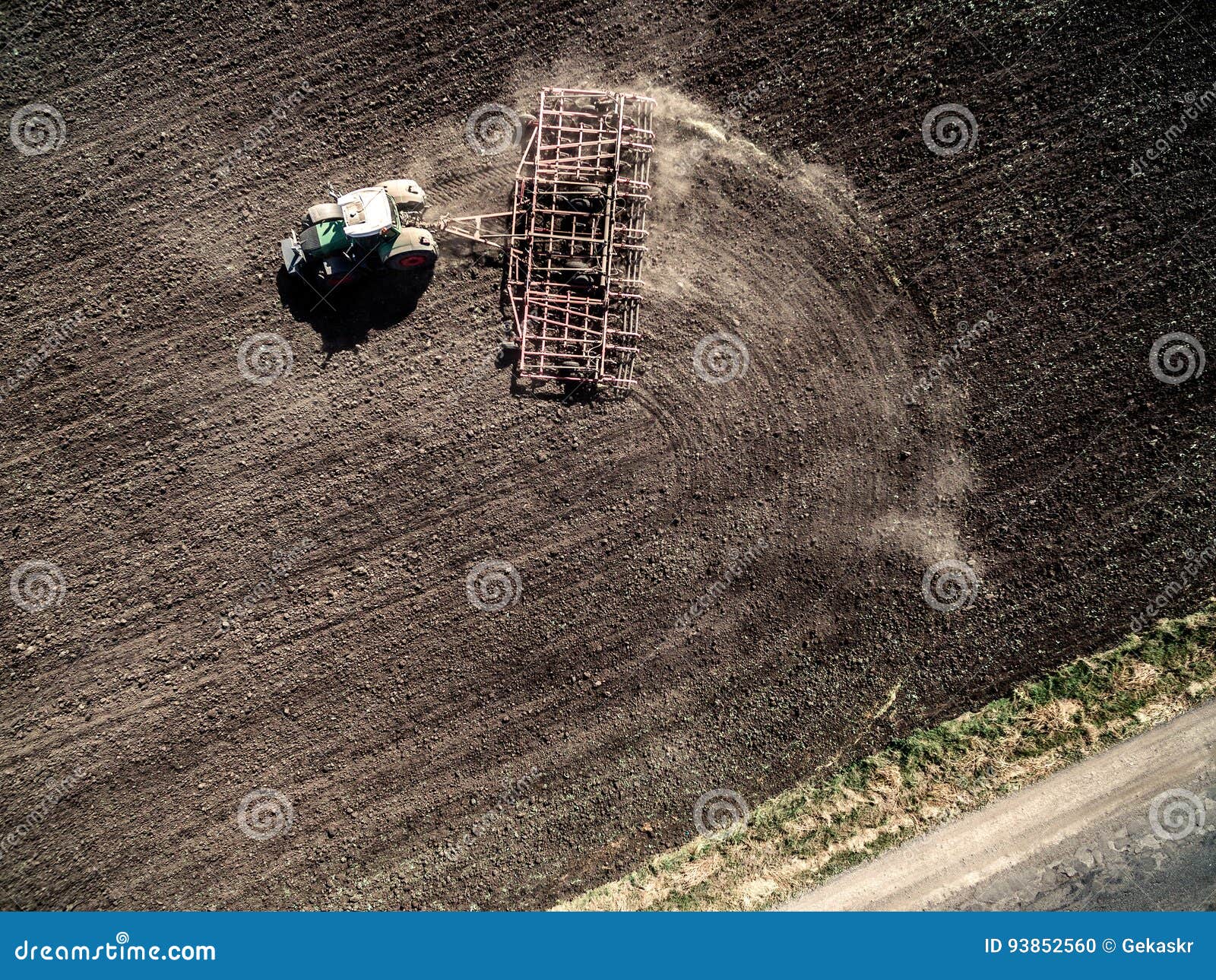 Tractor Plowing Field, Top View Stock Photo - Image of line, cultivate ...