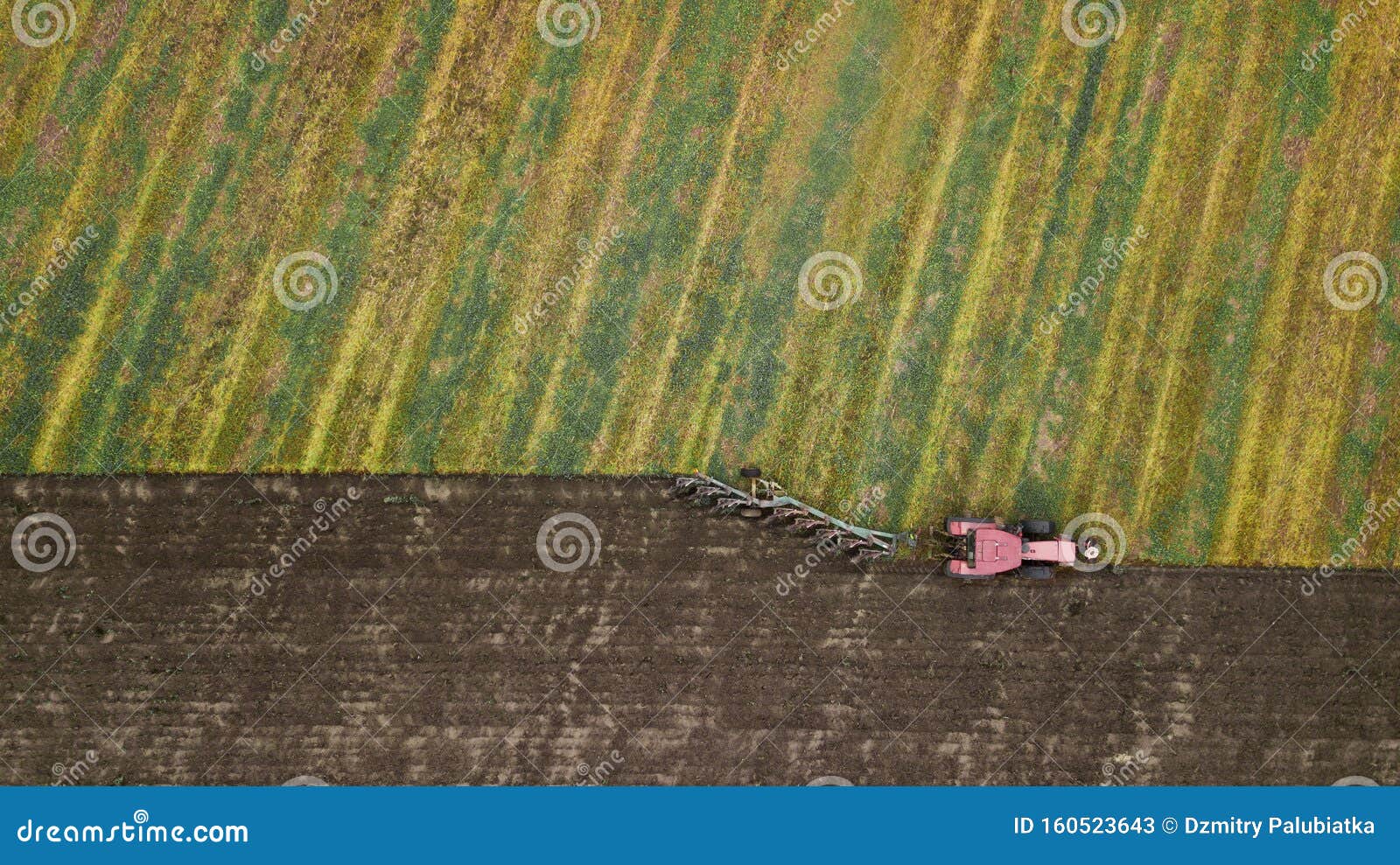 Tractor Plowing Field, View from Above Stock Image - Image of ...