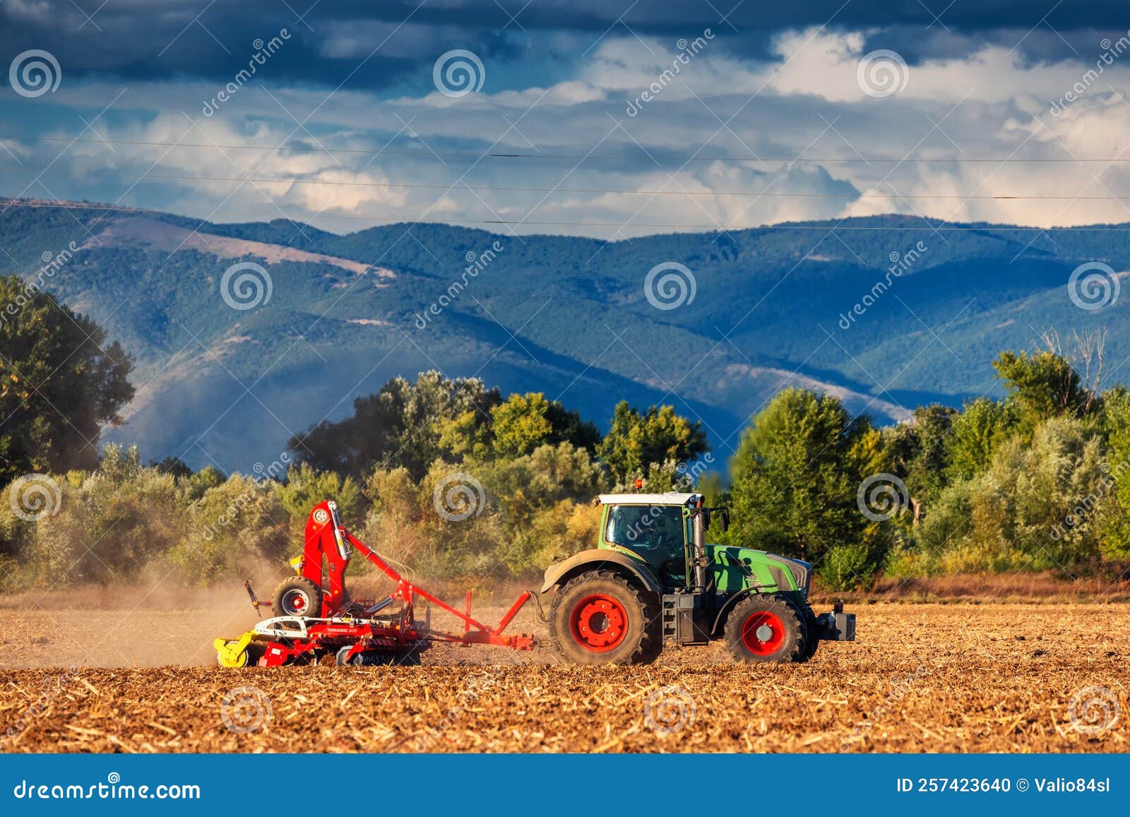 Tractor Plowing the Fields, Agricultural Landscape. Stock Photo - Image ...