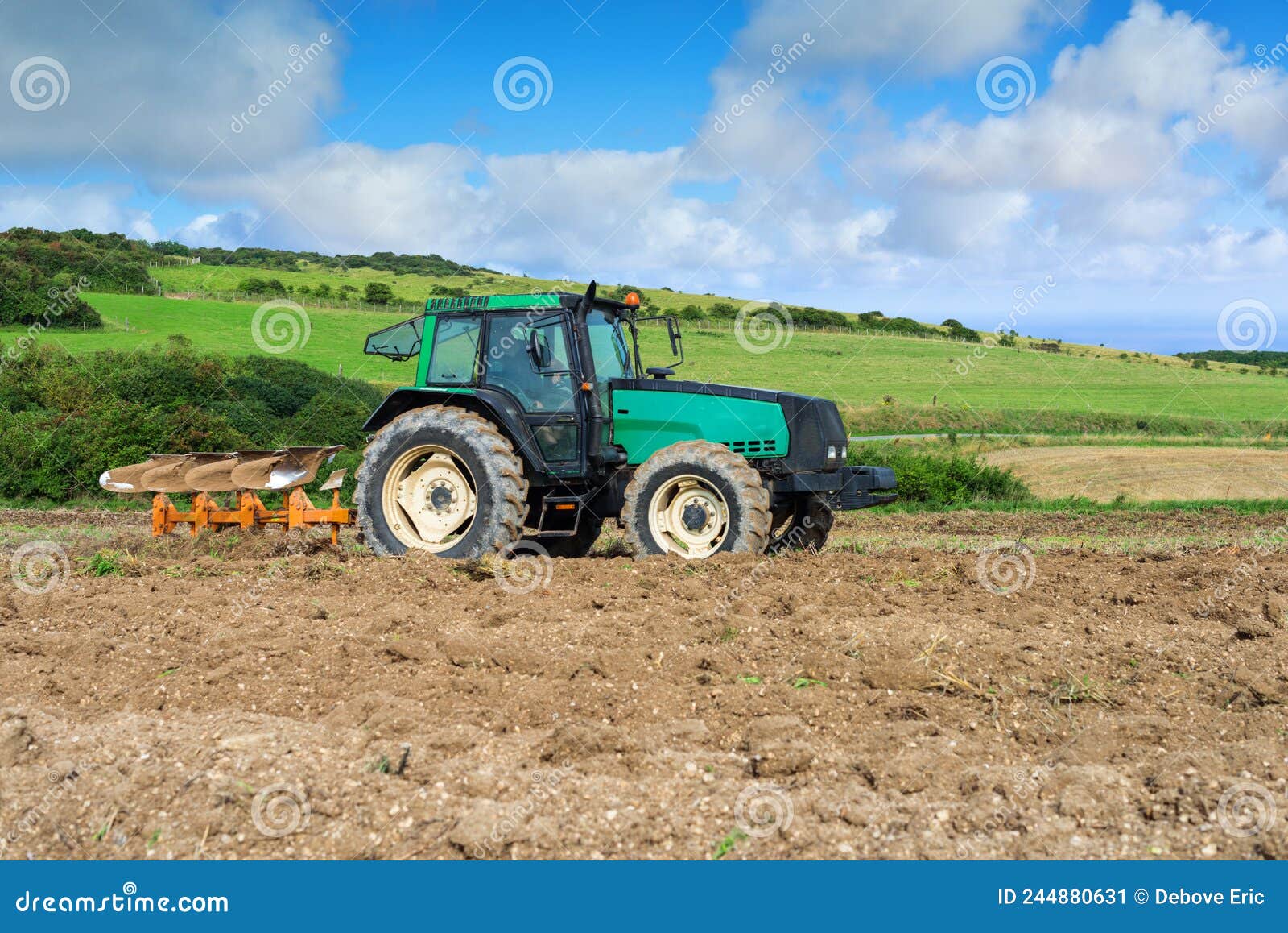 Tractor Plowing the Fields in the Countryside Stock Image - Image of ...