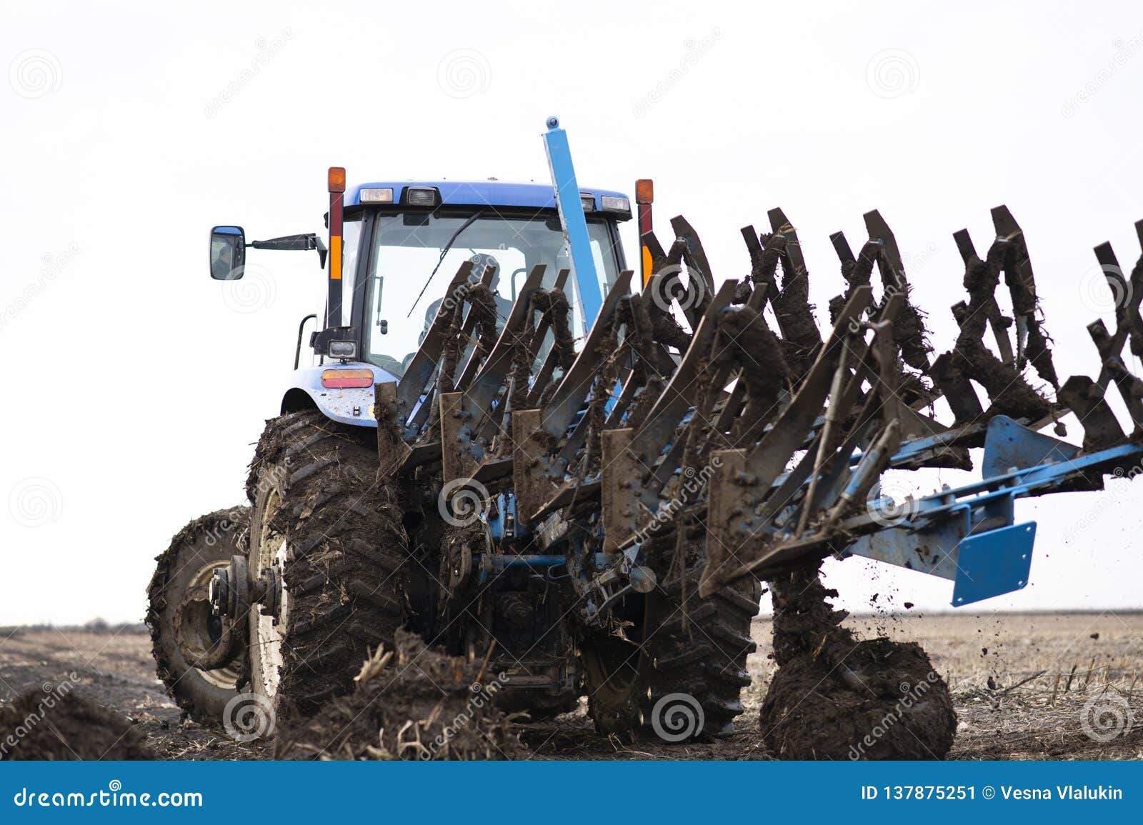 Tractor Plowing Fields -preparing Land for Sowing Stock Image - Image ...