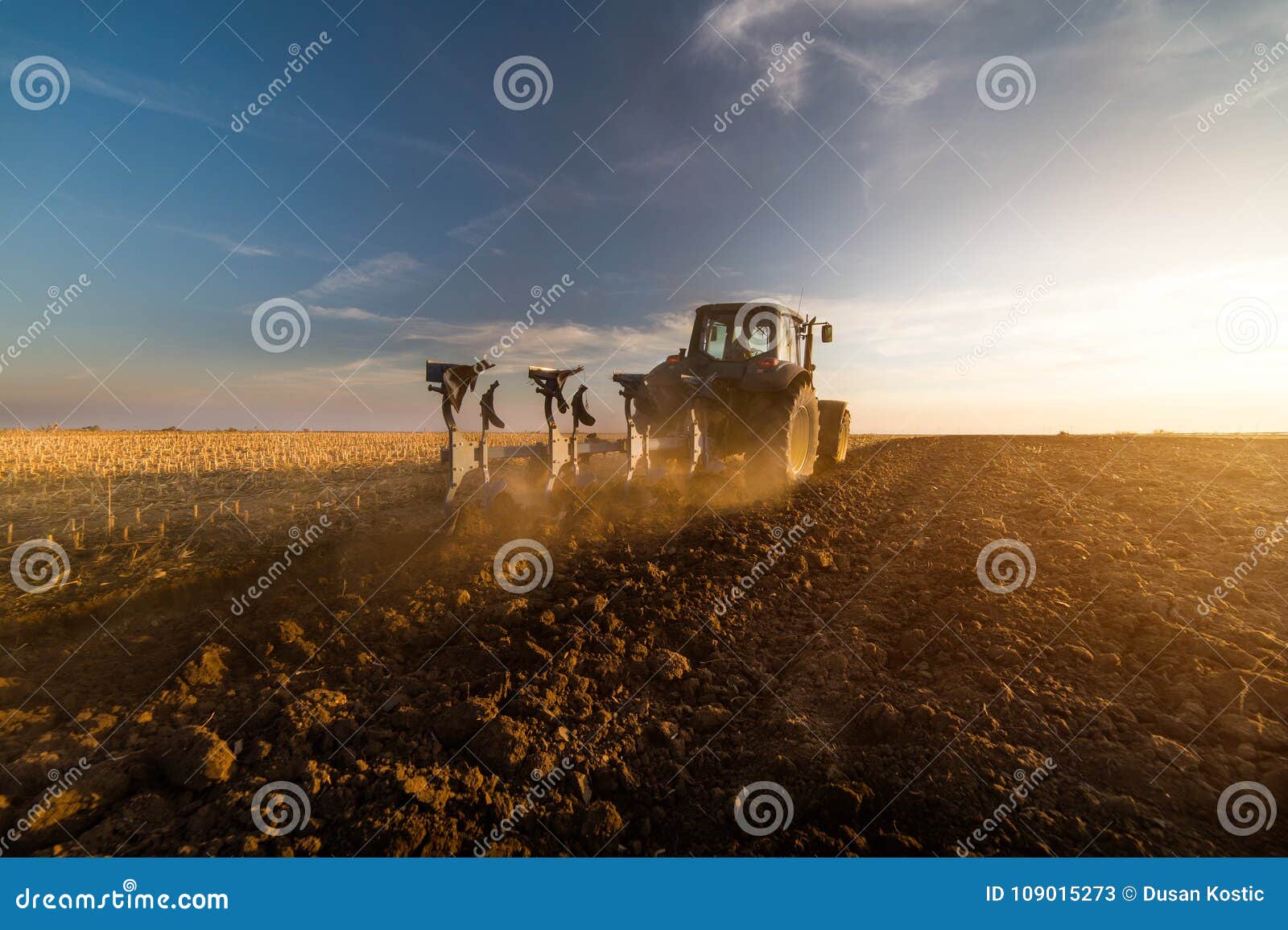 Tractor Plowing Fields -preparing Land for Sowing in Autumn Stock Image ...
