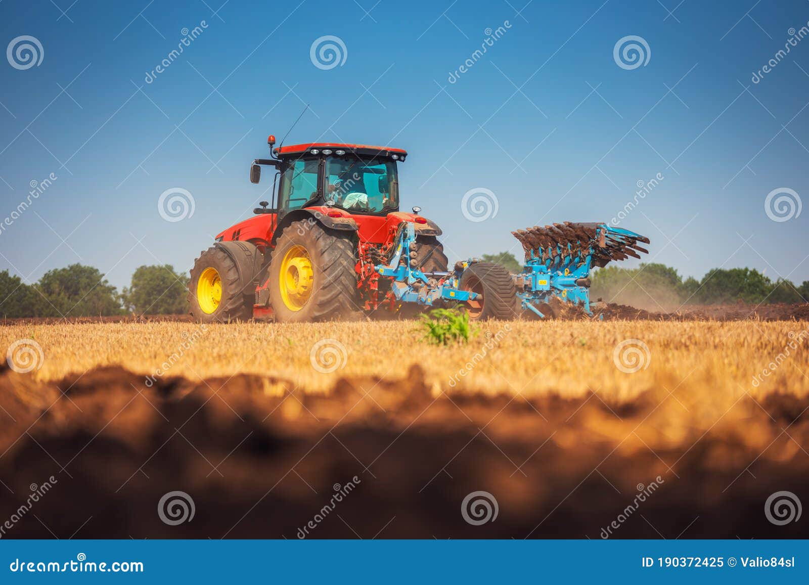 Tractor Plowing the Fields, Agricultural Landscape, Panoramic View ...