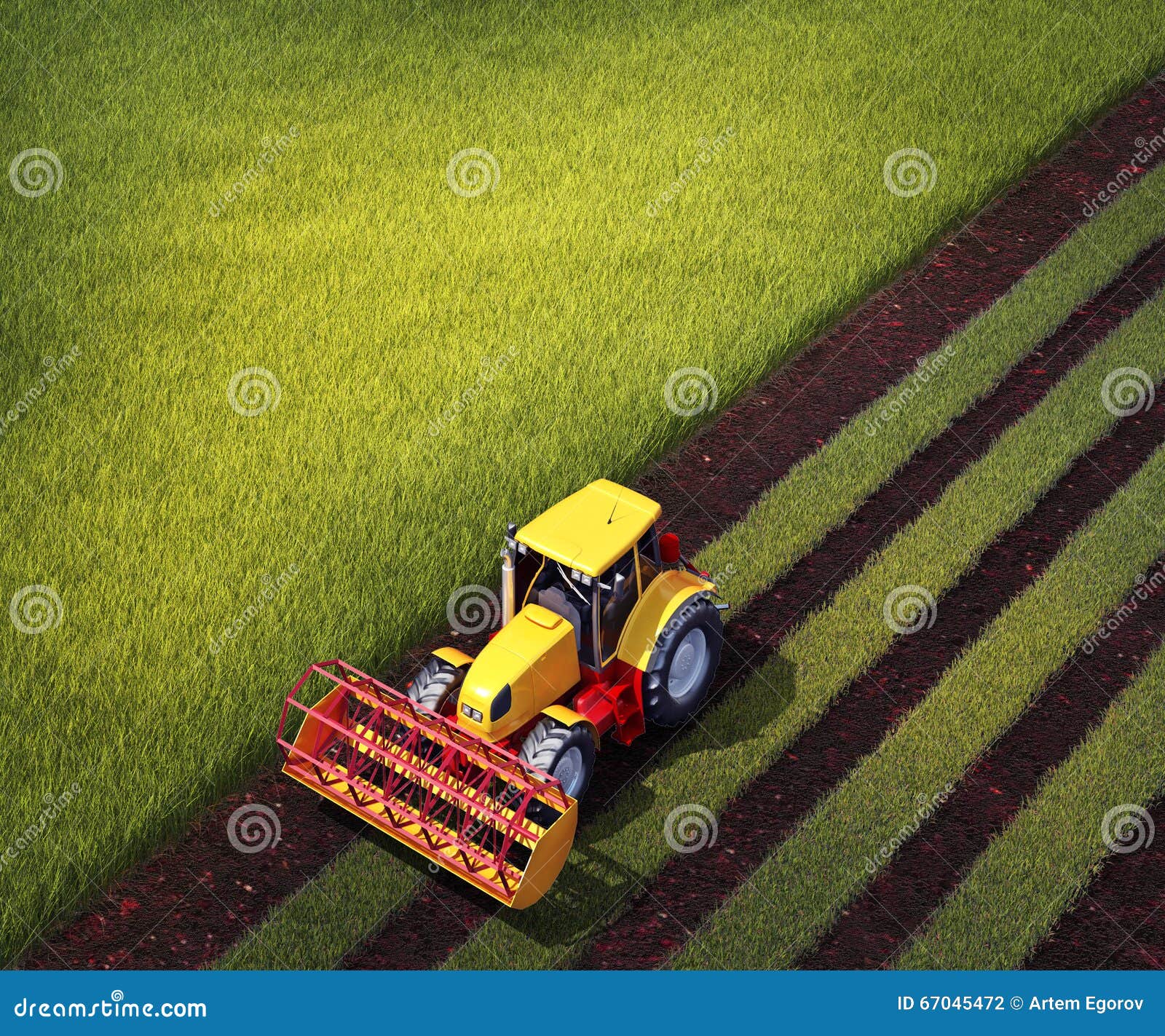 Tractor plows a field stock illustration. Illustration of grain - 67045472