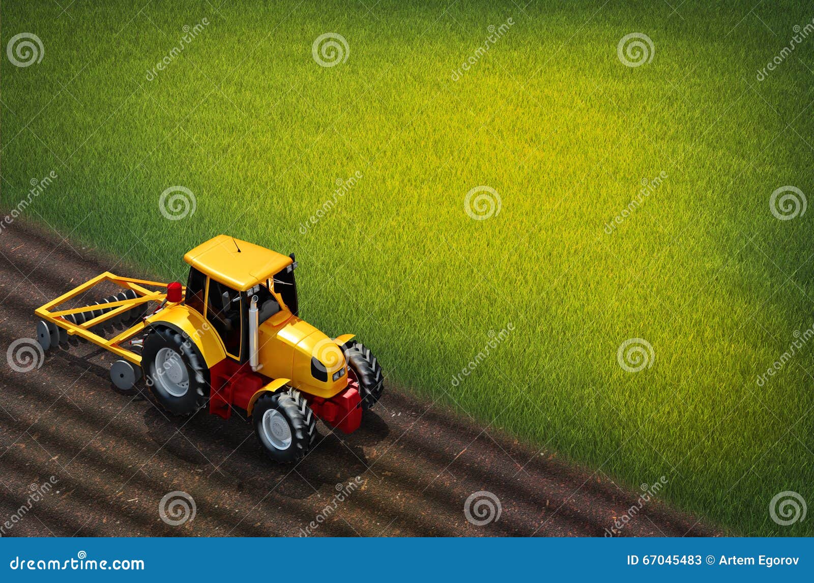 Tractor plows a field stock illustration. Illustration of farming ...