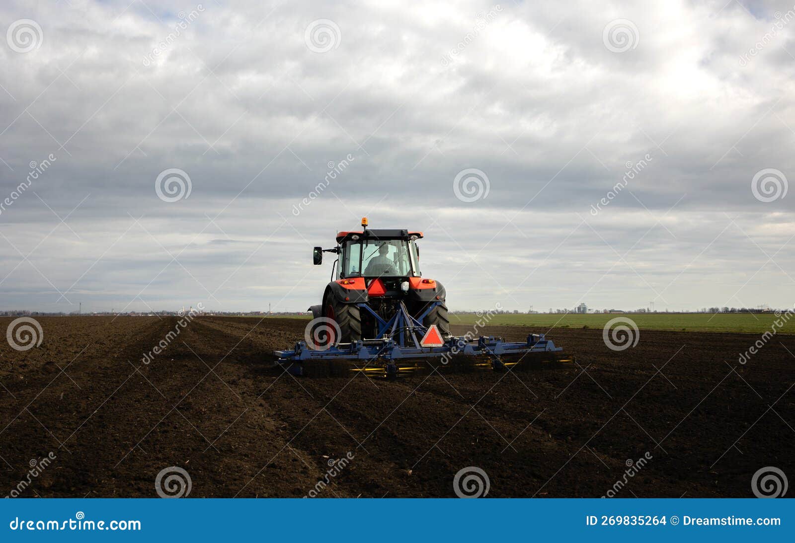 Tractor is Preparing the Land at Dusk Stock Photo - Image of landscape ...