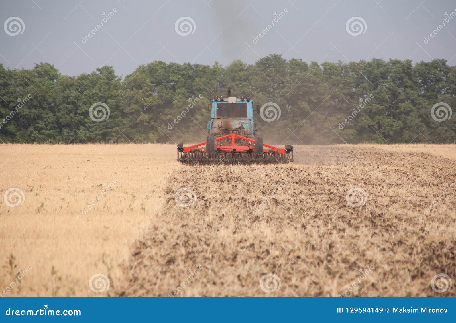 Tractor Preparing Land for Sowing Stock Image - Image of countryside ...